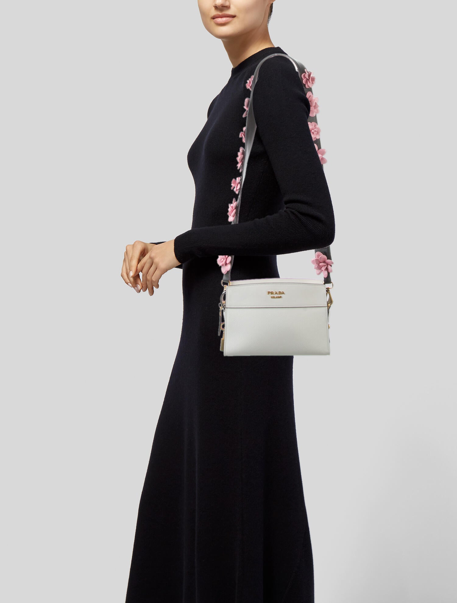 Prada City Calf & Saffiano Esplanade Crossbody - White Crossbody Bags ...