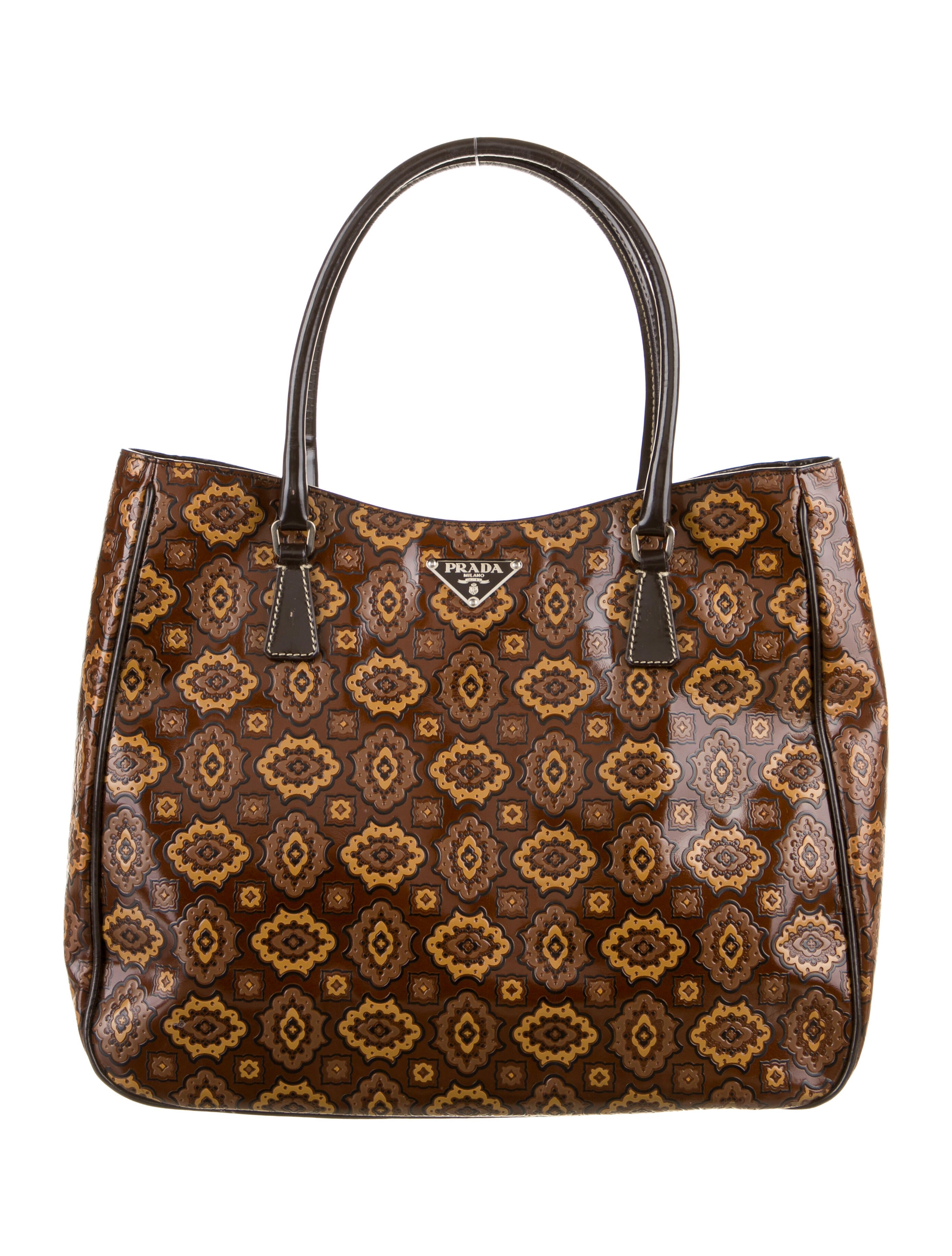 Prada Brocade Spazzolato Handle Bag - Brown Handle Bags, Handbags ...