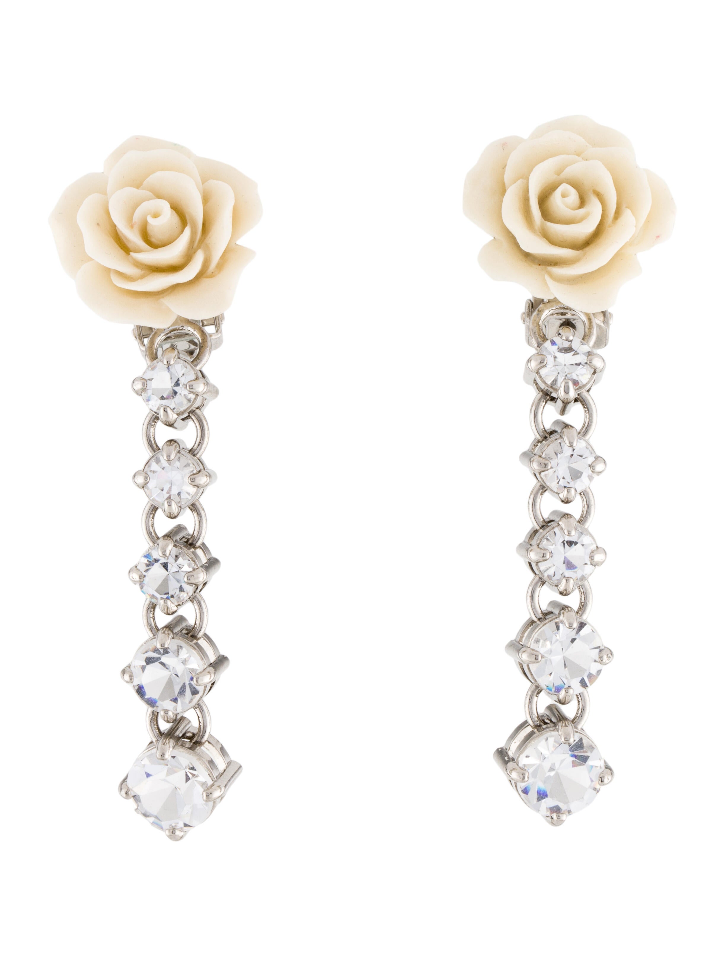 Prada Crystal & Resin Rose Drop Earrings - Brass Drop, Earrings ...