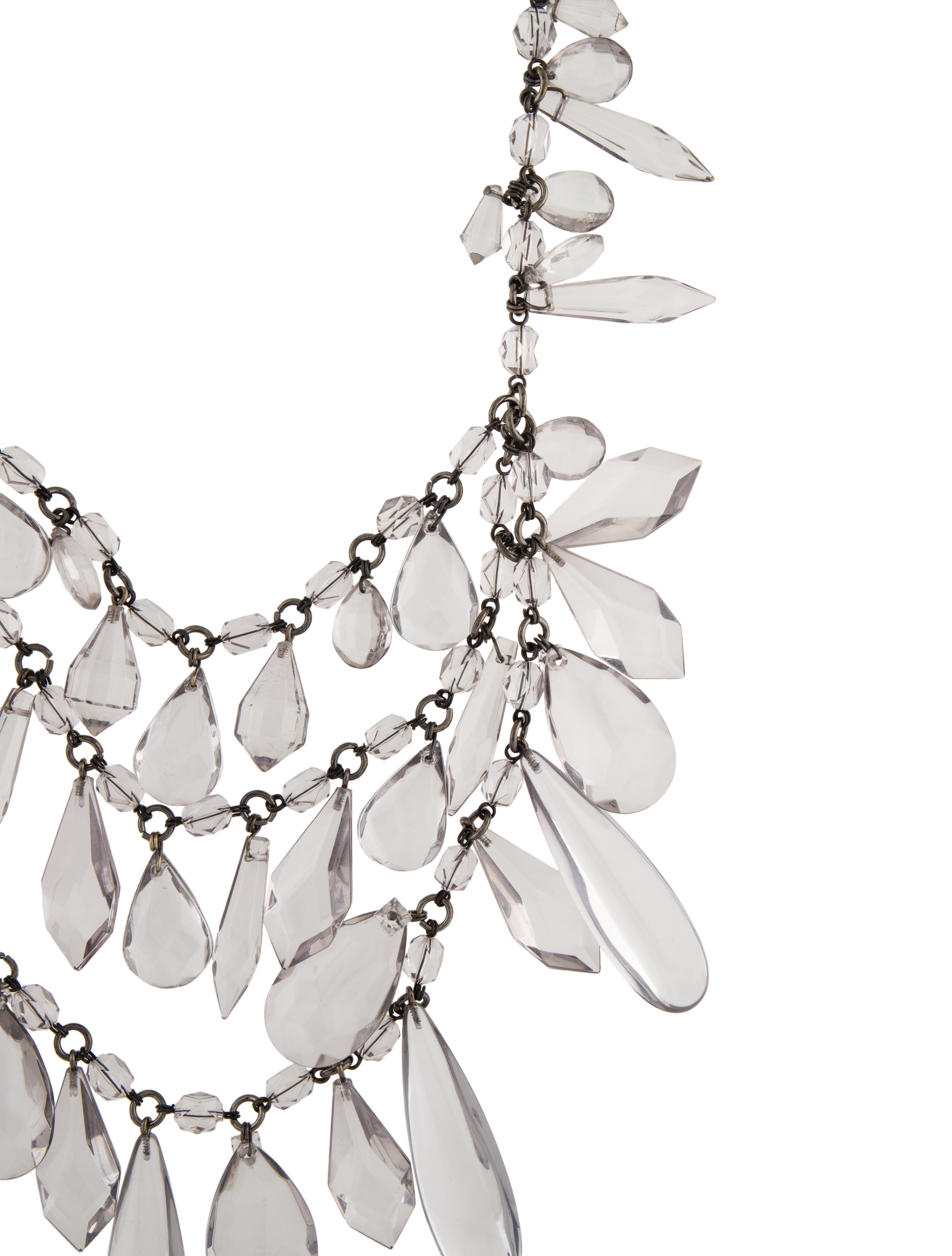 Prada Plex Crystal Collar Necklace - Clear, Gunmetal Collar, Necklaces ...