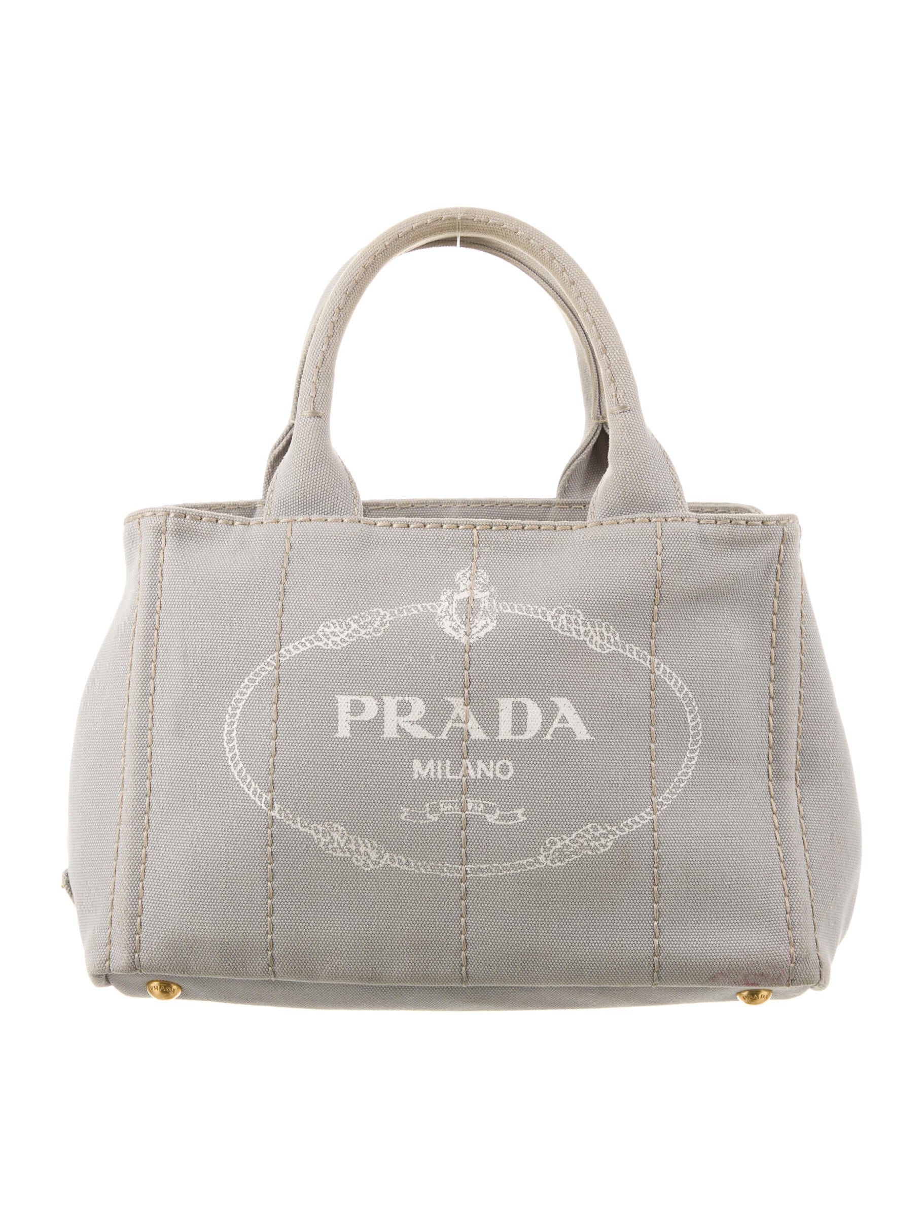Prada Small Canapa Logo Tote - Grey Totes, Handbags - PRA842422 | The ...