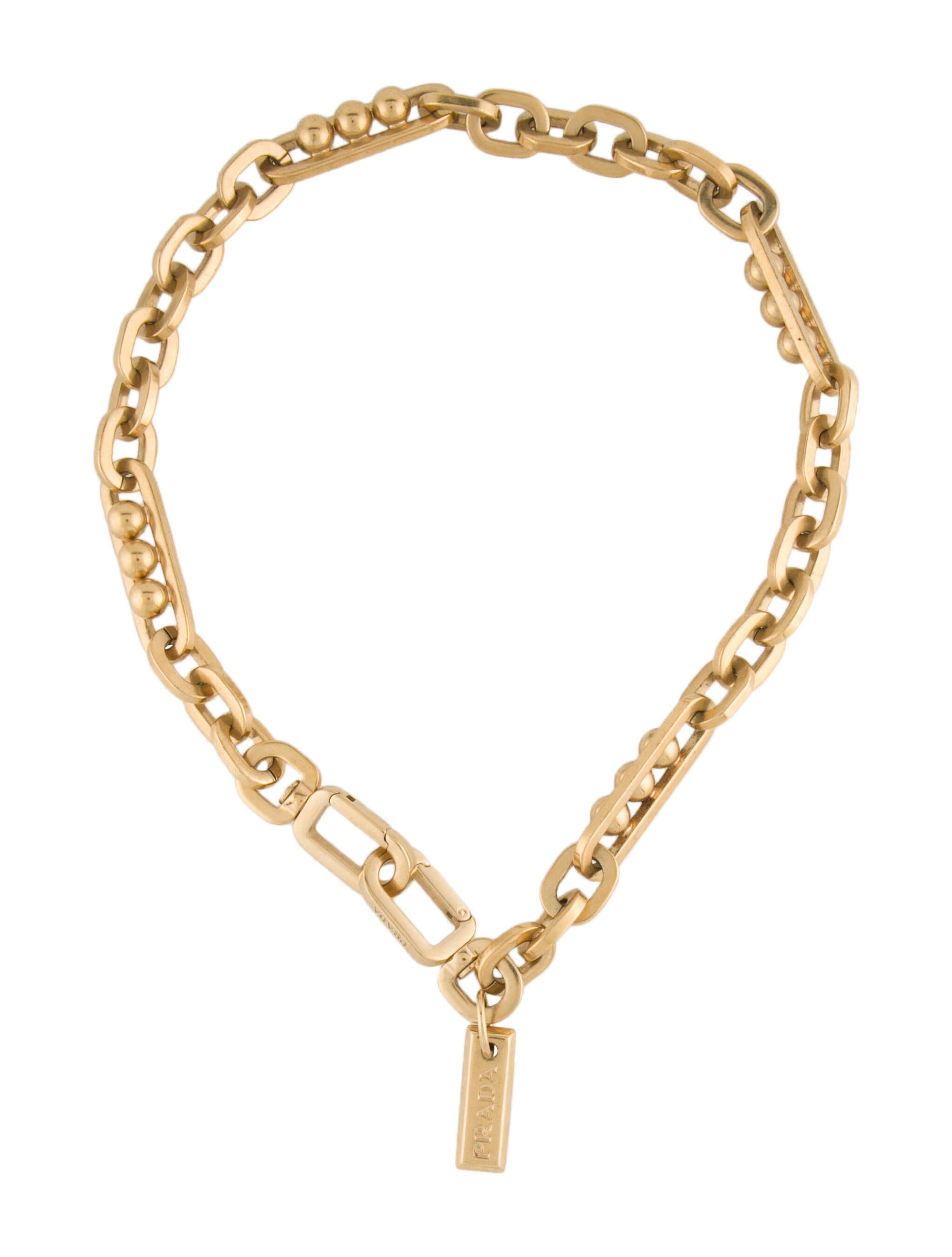 Prada Resin Link Necklace - Gold-Tone Metal Chain, Necklaces ...