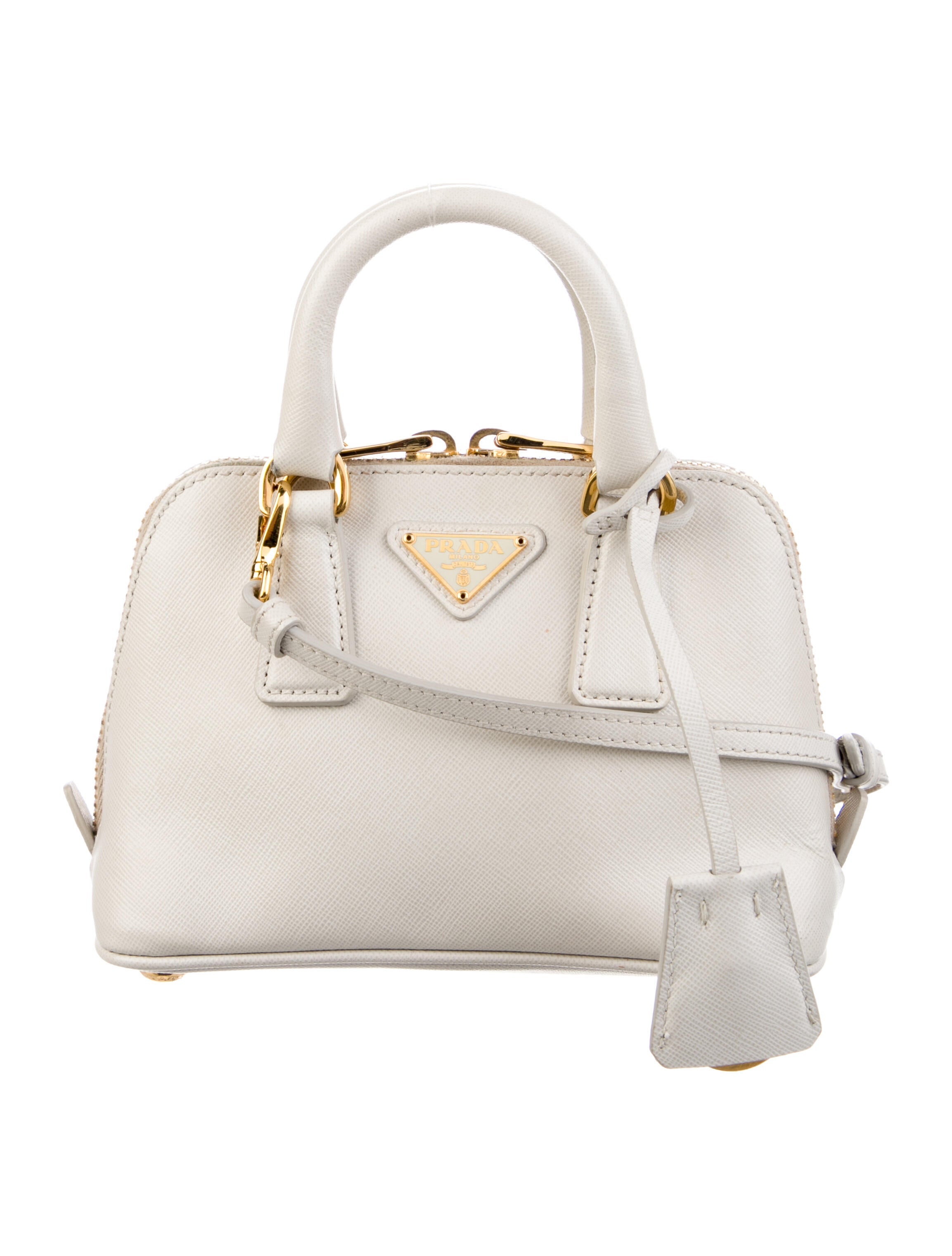 Prada Saffiano Lux Mini Dome Bag - White Mini Bags, Handbags ...
