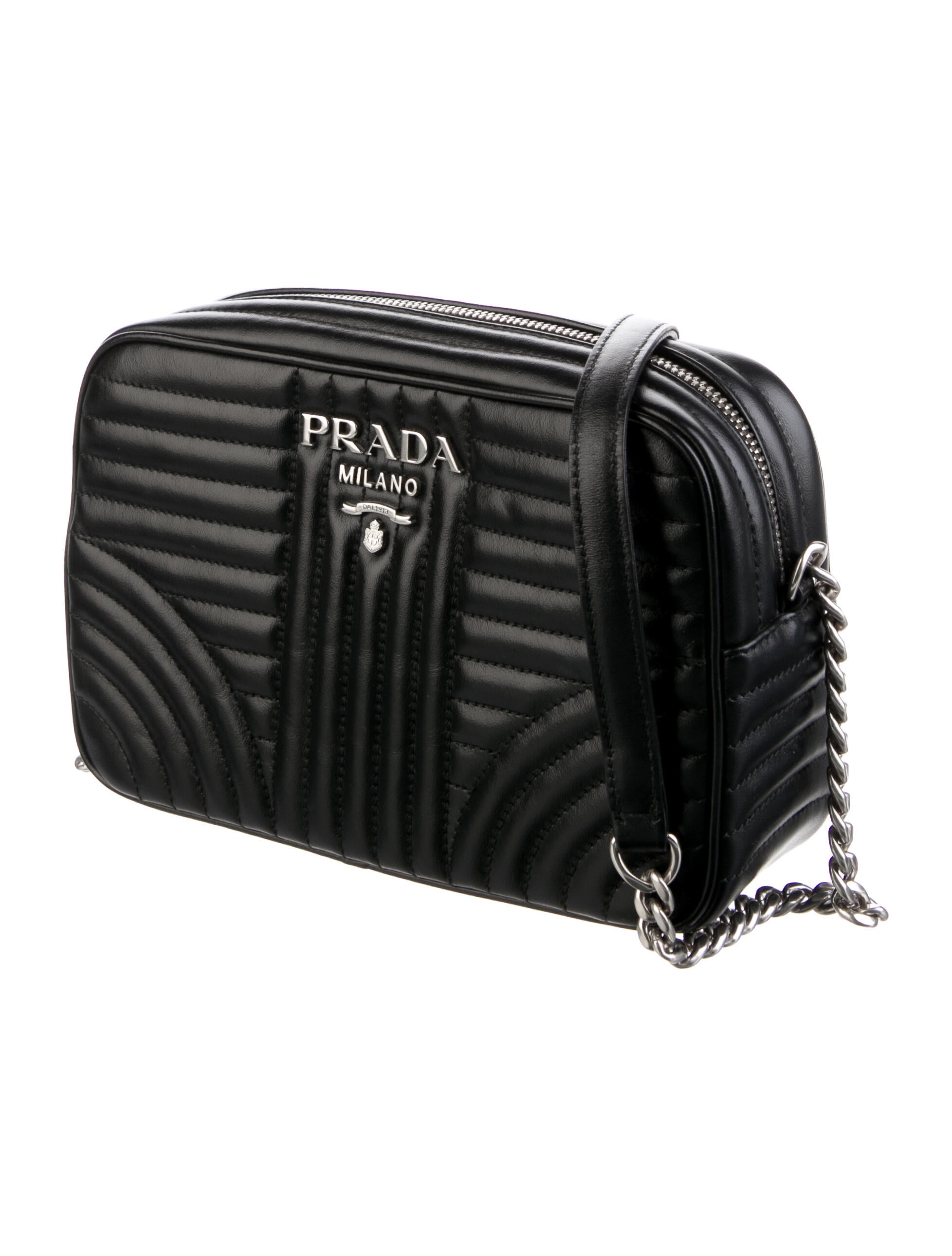 Prada Soft Calf Impunture Diagramme Camera Bag - Black Shoulder Bags ...
