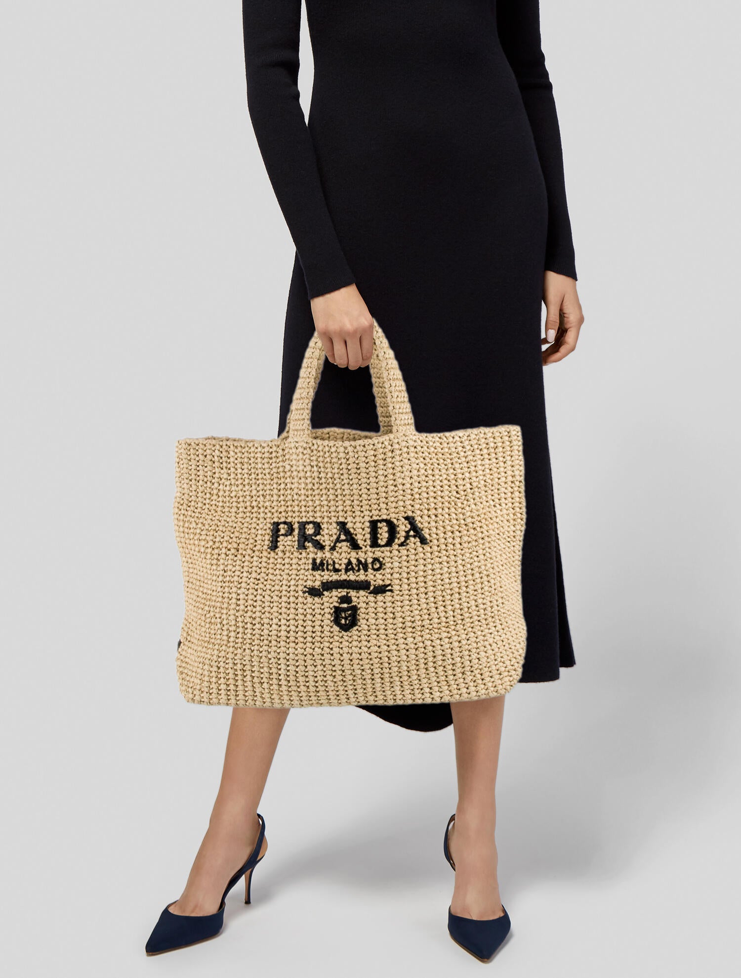 Prada Raffia Logo Tote - Neutrals Totes, Handbags - PRA887069 | The ...