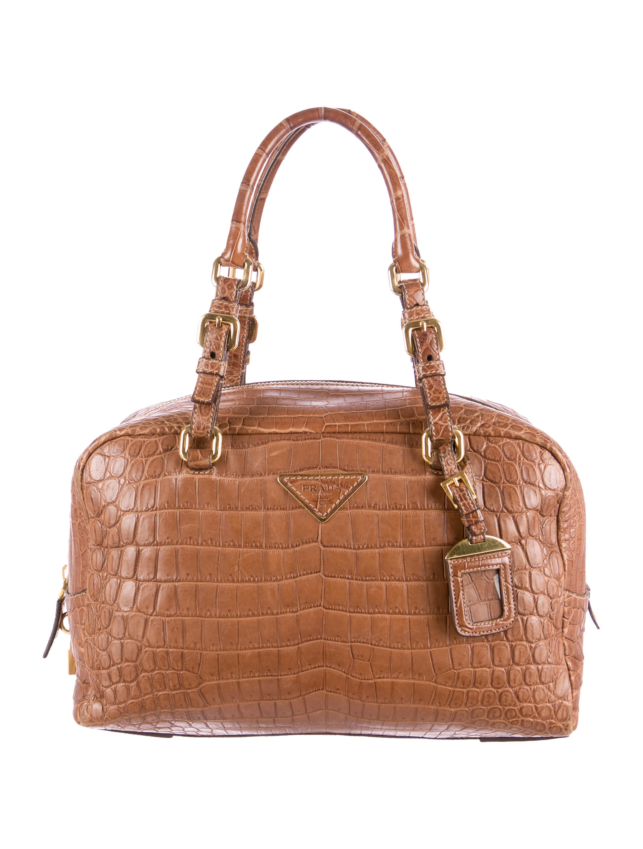 Prada Crocodile Bauletto Shoulder Bag - Brown Shoulder Bags, Handbags ...