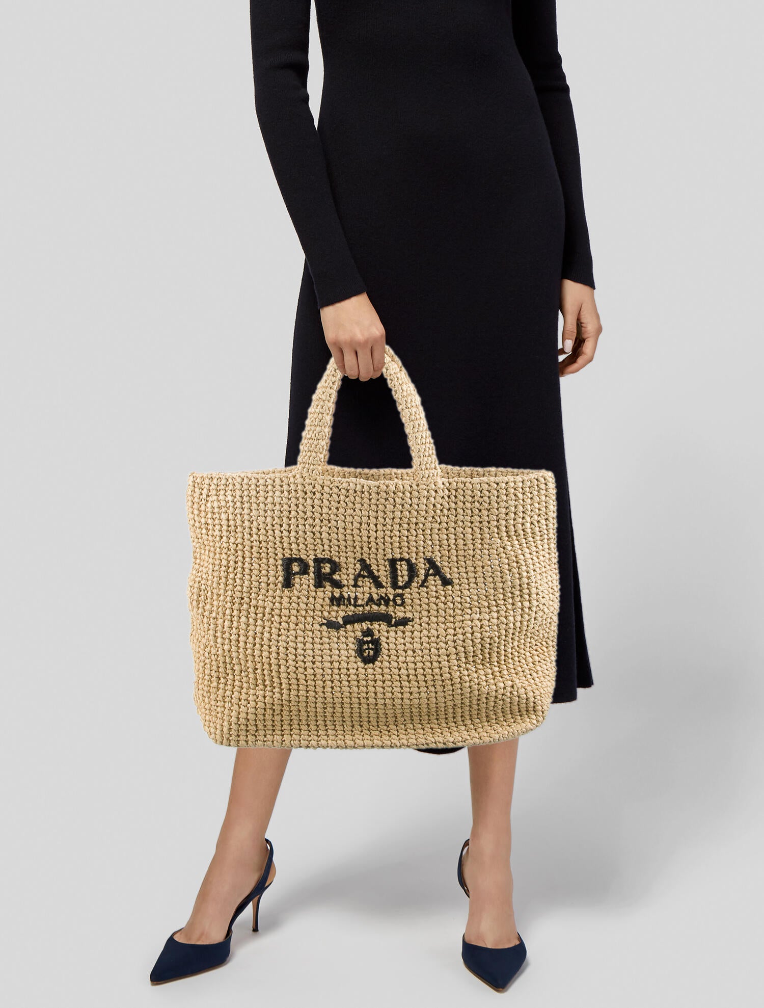Prada Rafia Logo Tote - Neutrals Totes, Handbags - PRA852055 | The RealReal