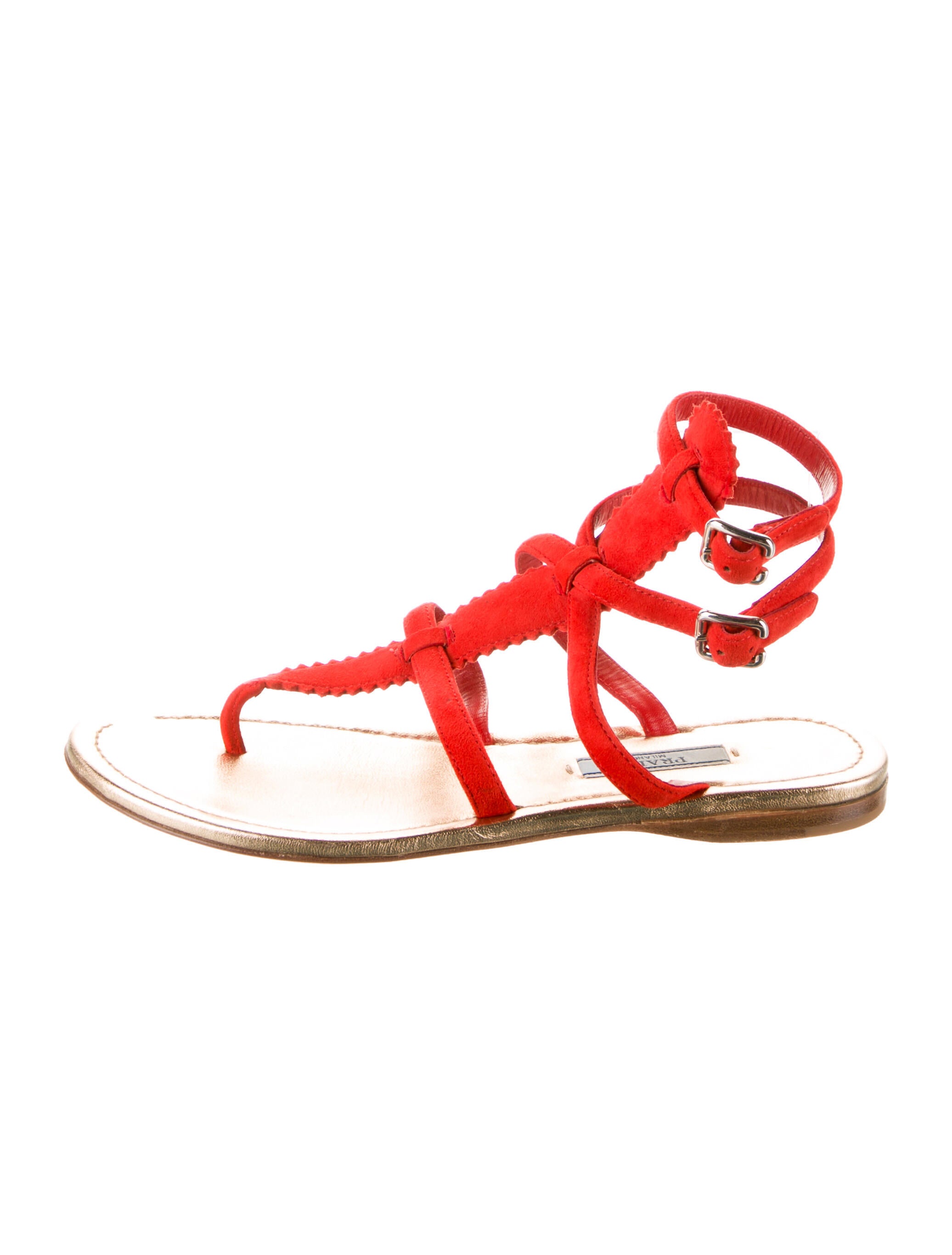 Prada Suede Gladiator Sandals - Red Sandals, Shoes - PRA852688 | The ...