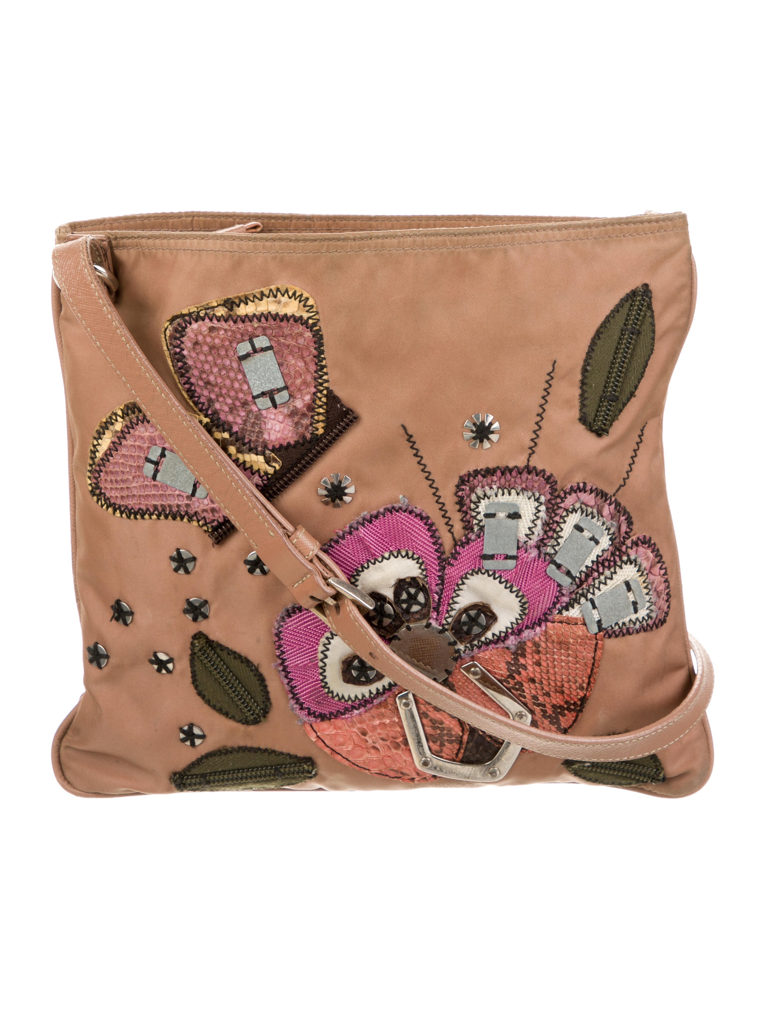 Prada Tessuto Patchwork Messenger Bag - Neutrals Crossbody Bags ...