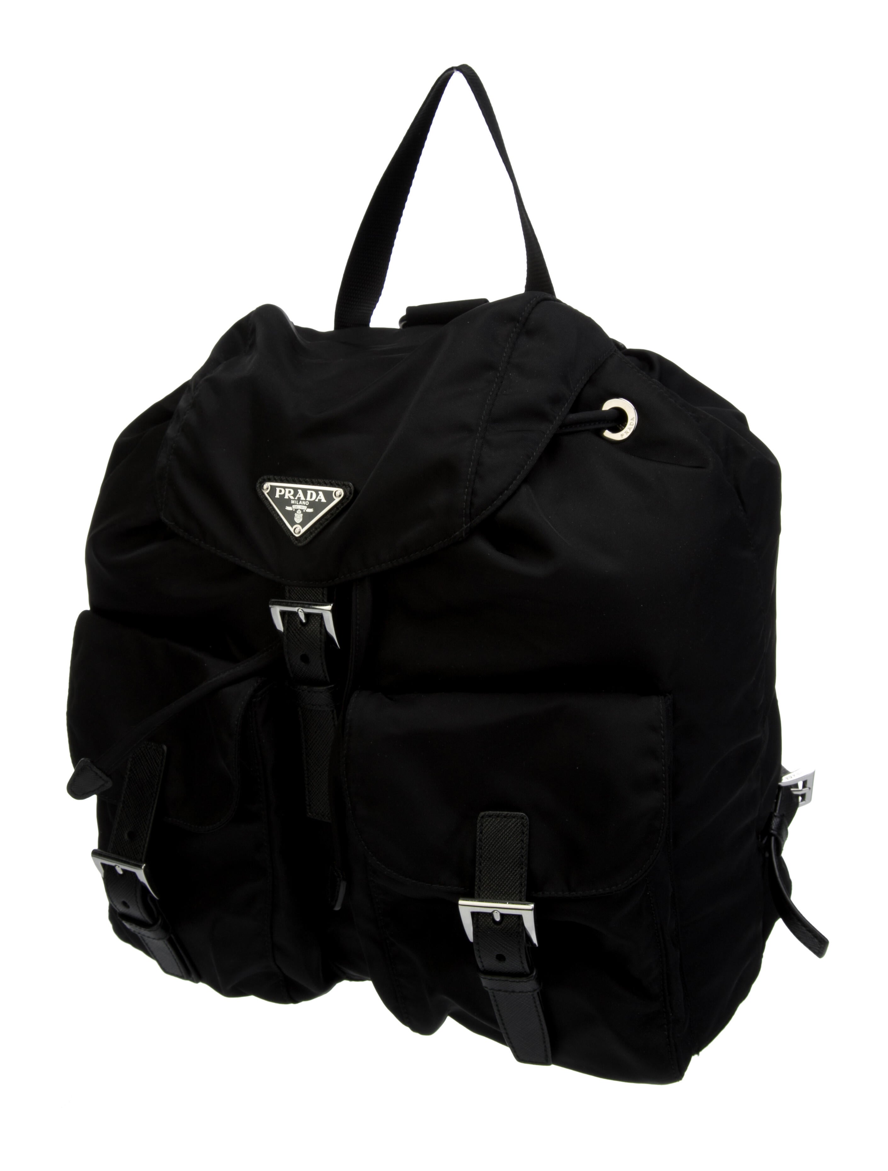 Prada Re-Nylon Leather-Trimmed Backpack - Black Backpacks, Handbags ...
