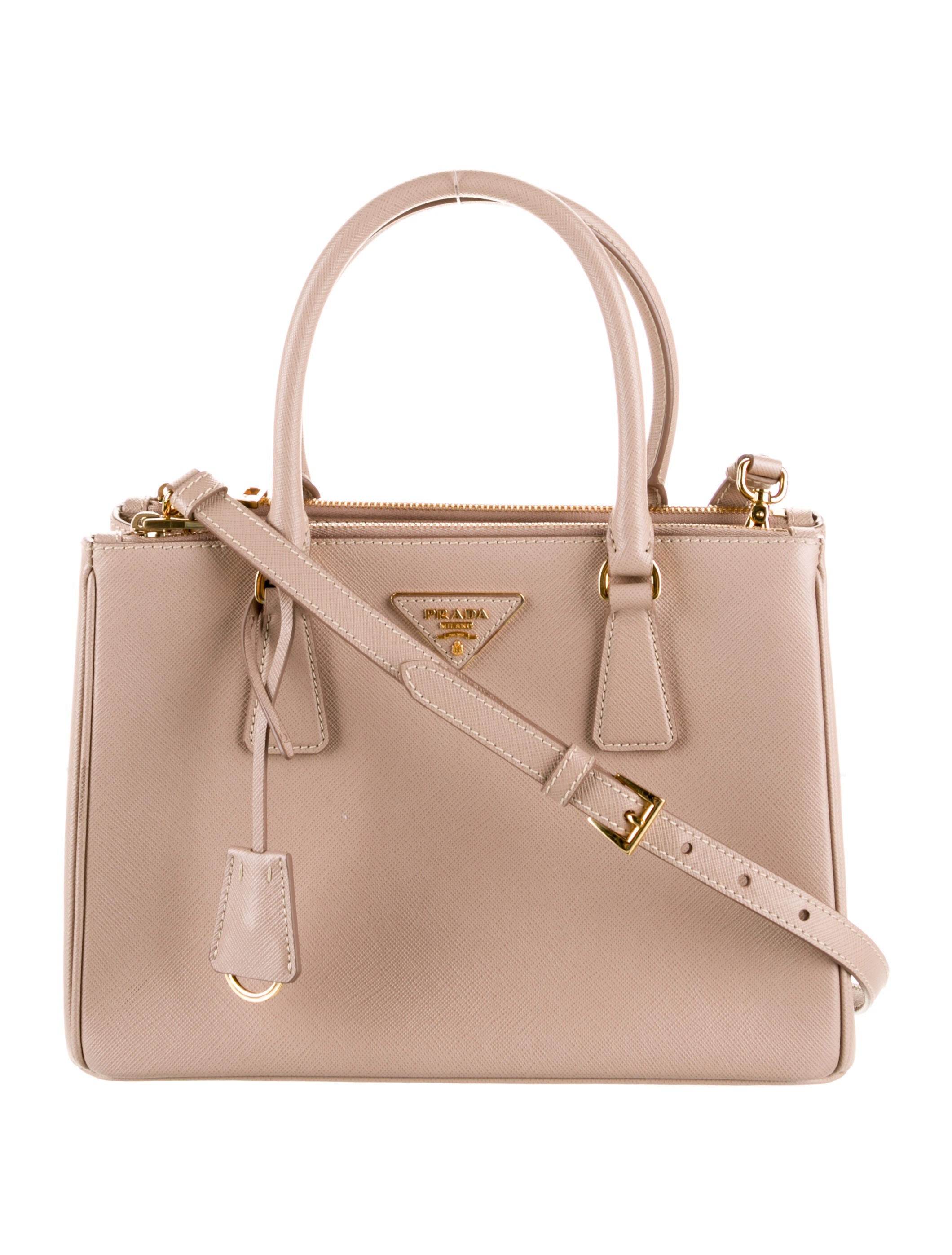 Prada Small Saffiano Lux Galleria Double Zip Tote - Neutrals Totes ...