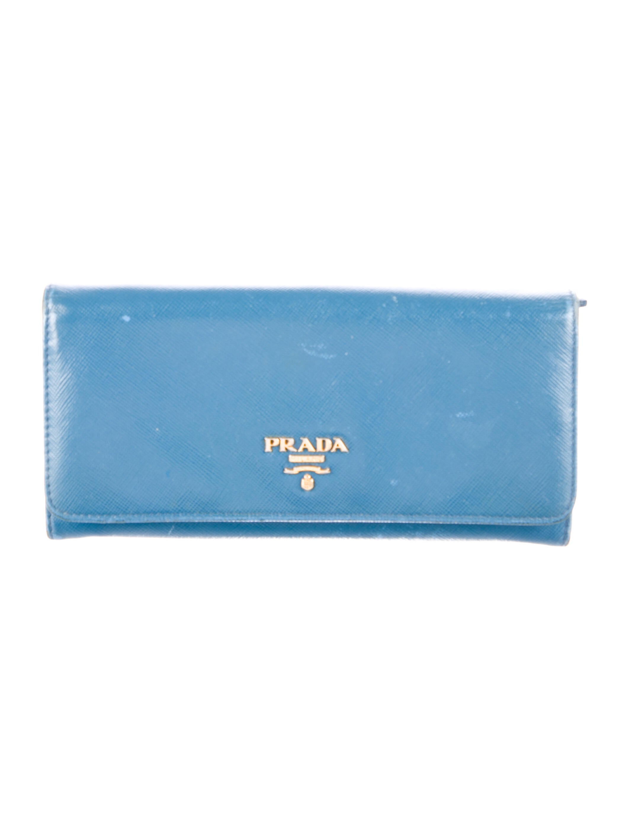 Prada Saffiano Lux Leather Continental Wallet - Blue Wallets ...