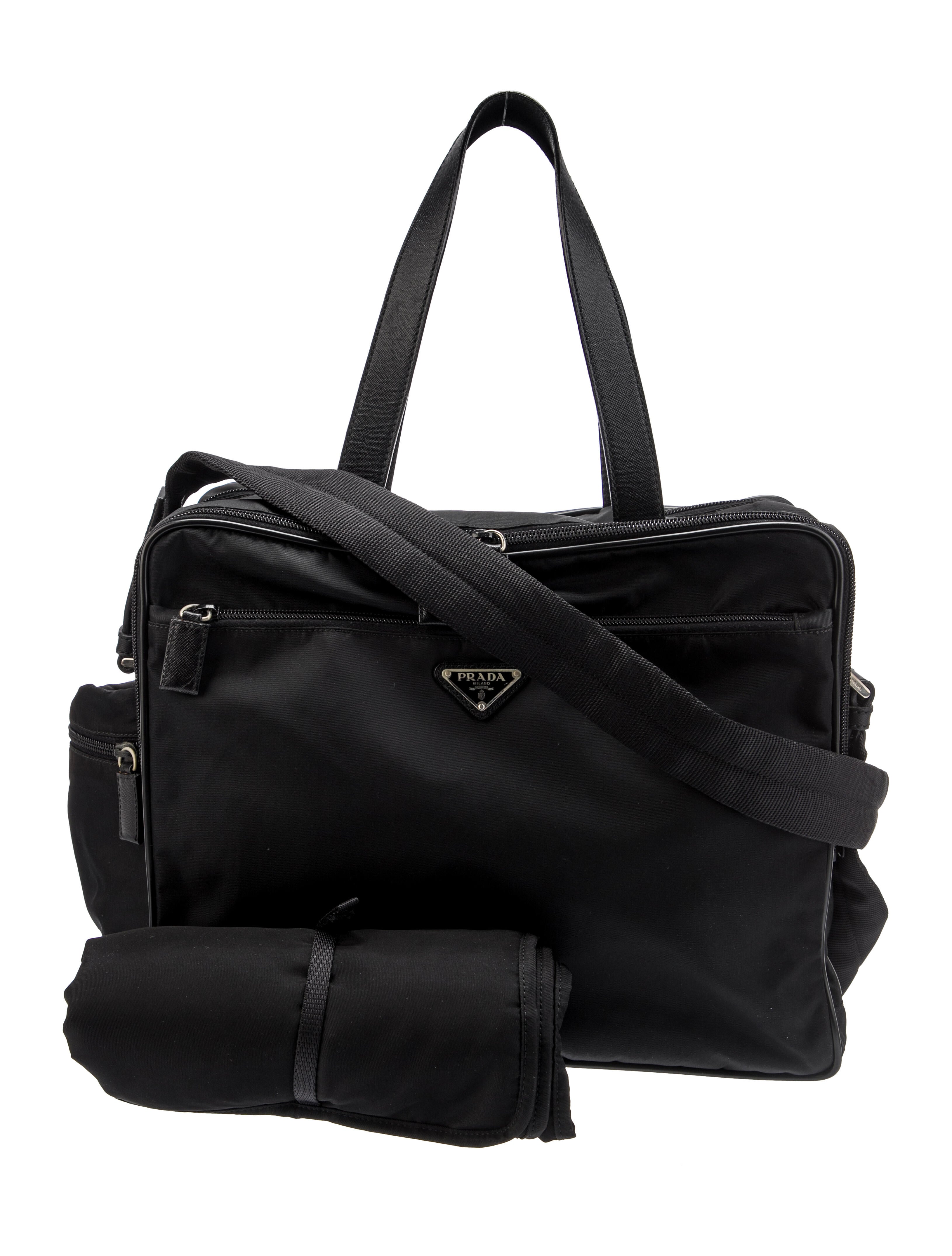 Prada Saffiano Trimmed Tessuto Diaper Bag - Black Shoulder Bags ...