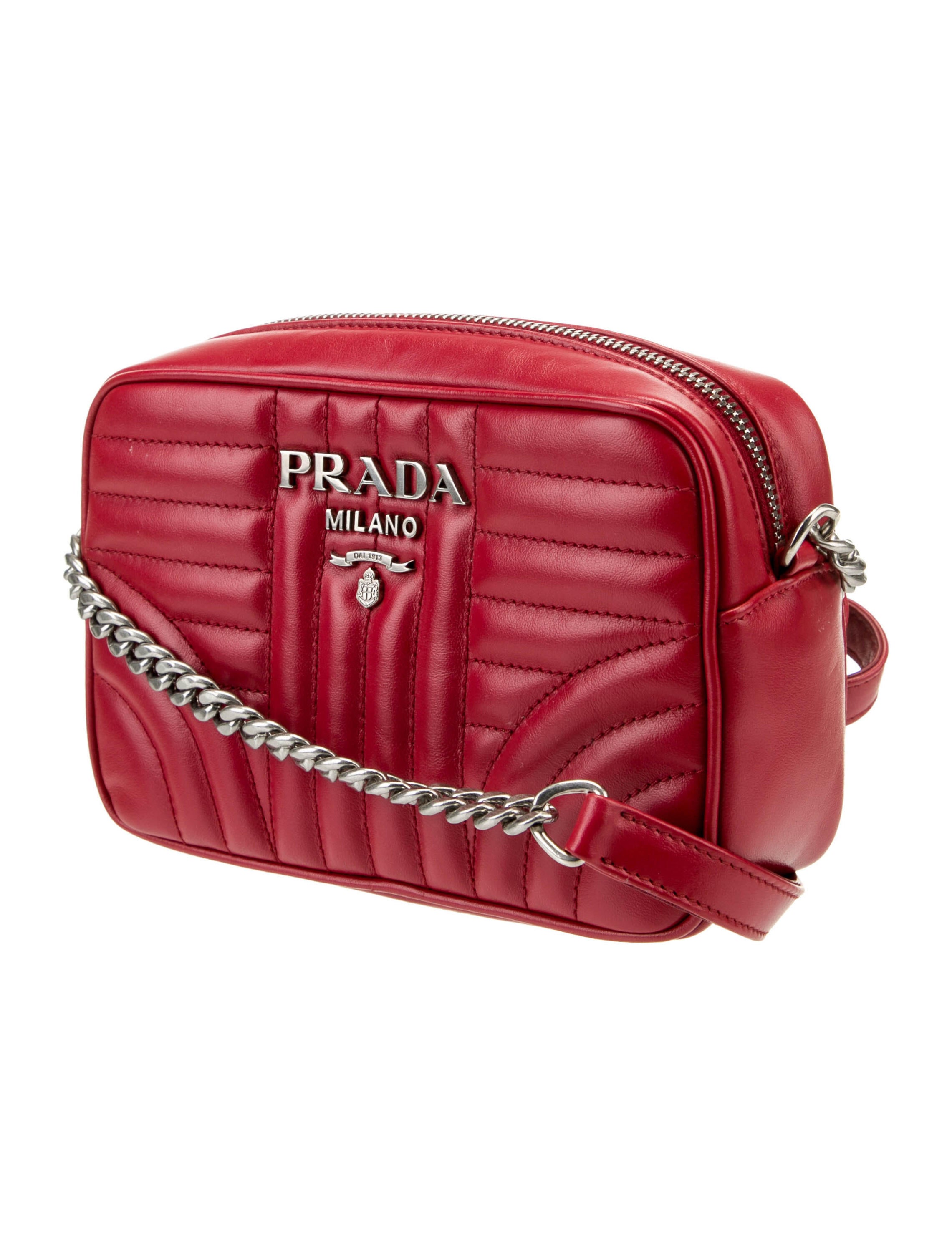 Prada Soft Calf Impunture Diagramme Camera Bag - Red Crossbody Bags ...