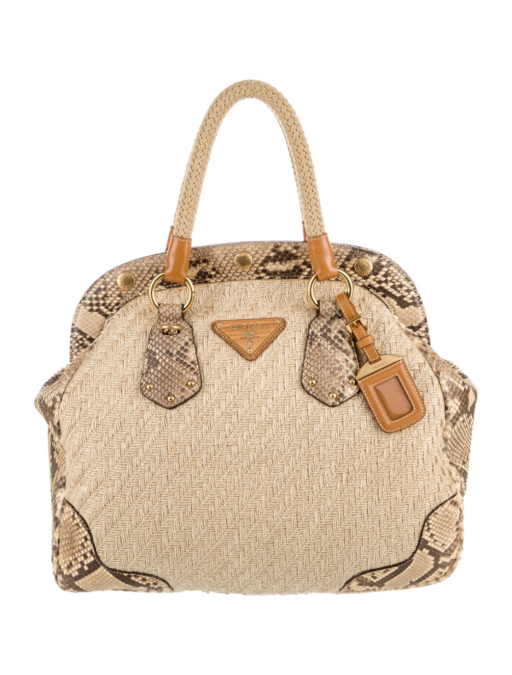 Prada Jute Python Frame Bag - Neutrals Handle Bags, Handbags ...