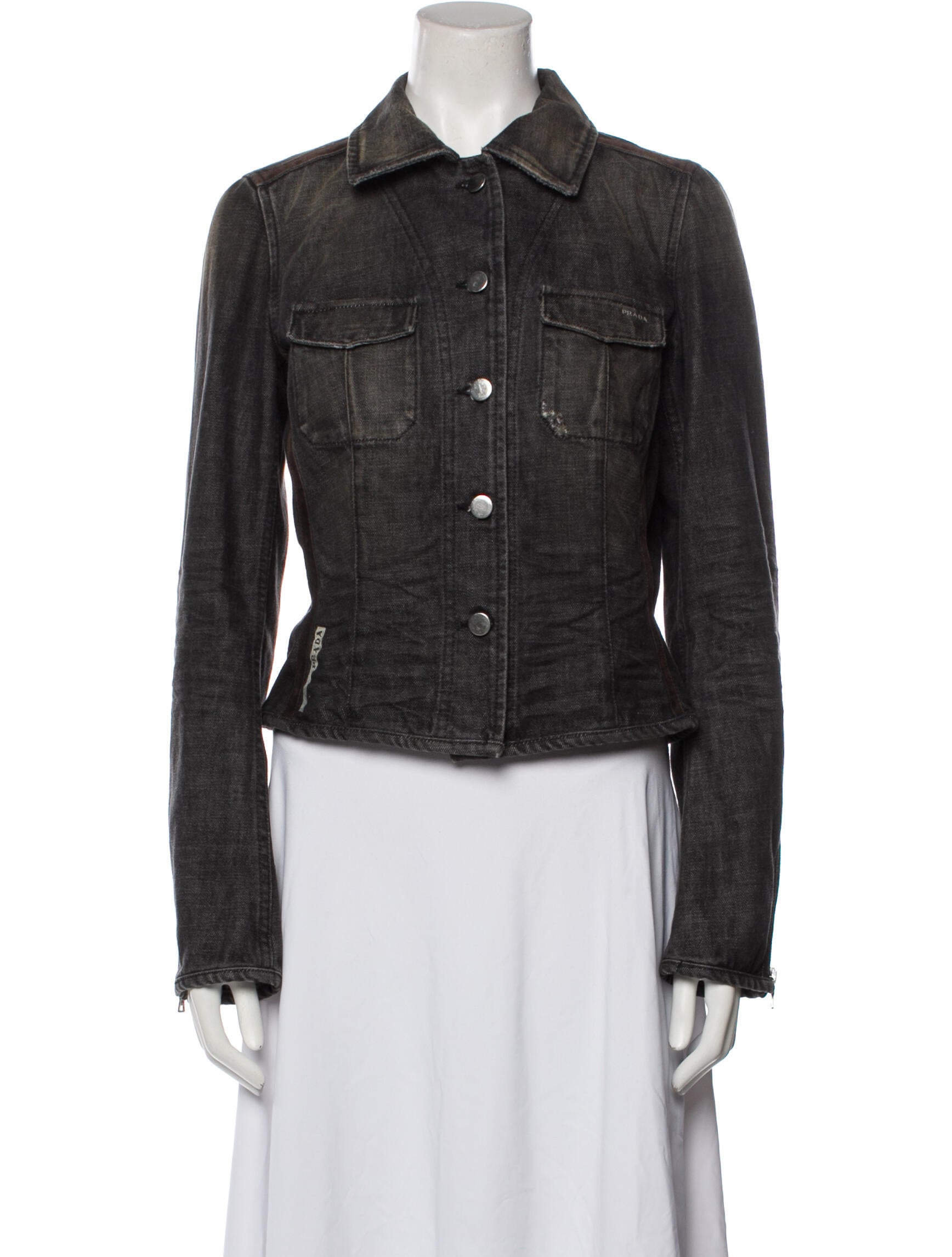 Prada Vintage Late 1990's - Early 2000's Denim Jacket - Black Jackets ...