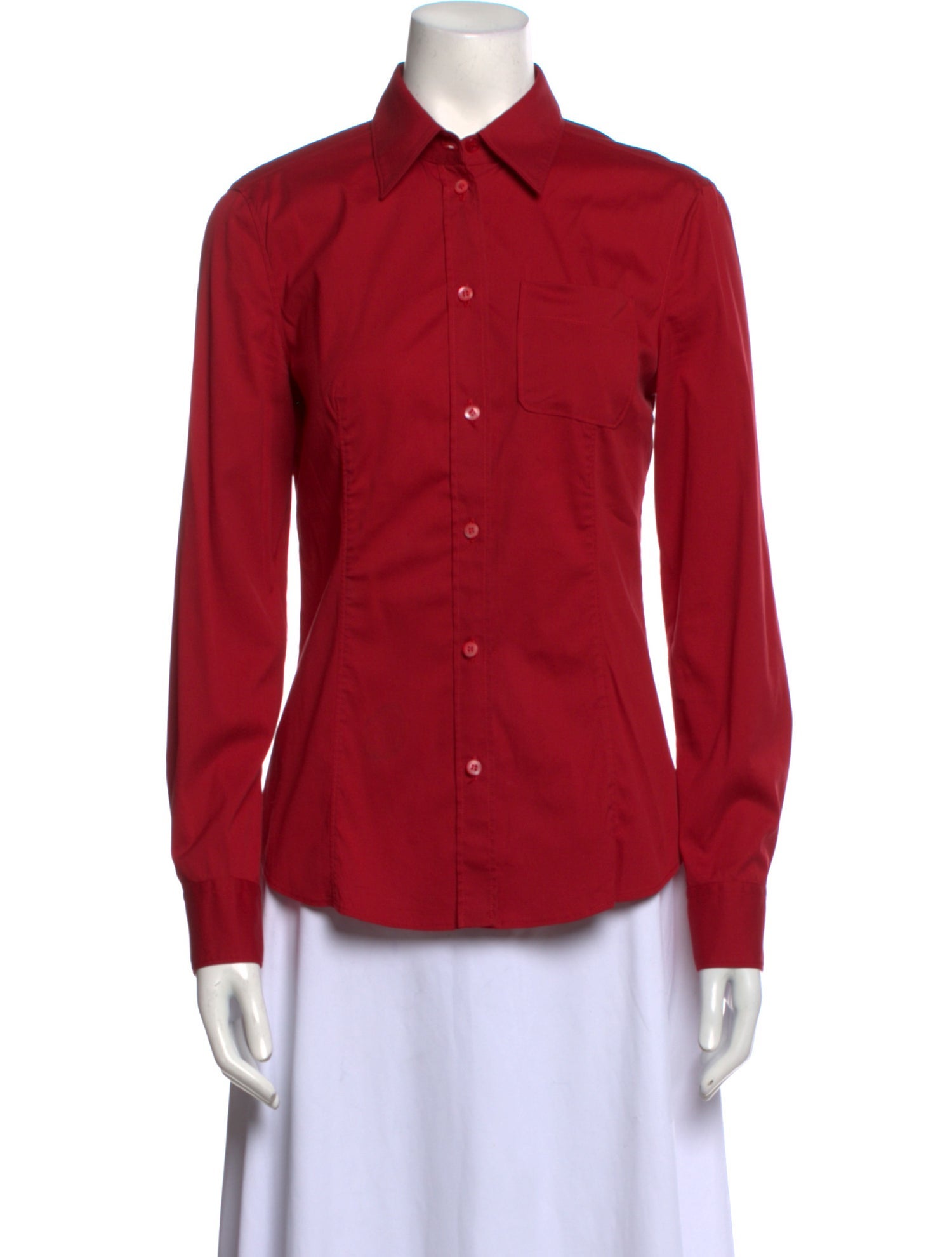 Prada Vintage Late 1990's - Early 2000's Button-Up Top - Red Tops ...