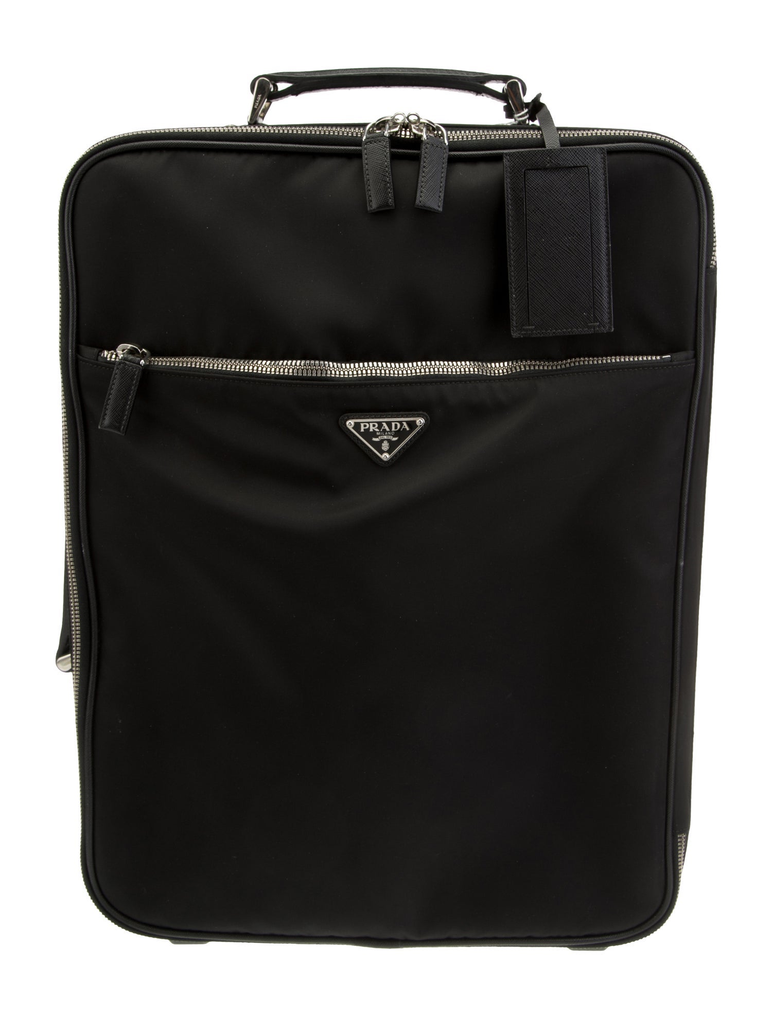 Prada Tessuto Saffiano-Trimmed Rolling Suitcase - Black Luggage and ...