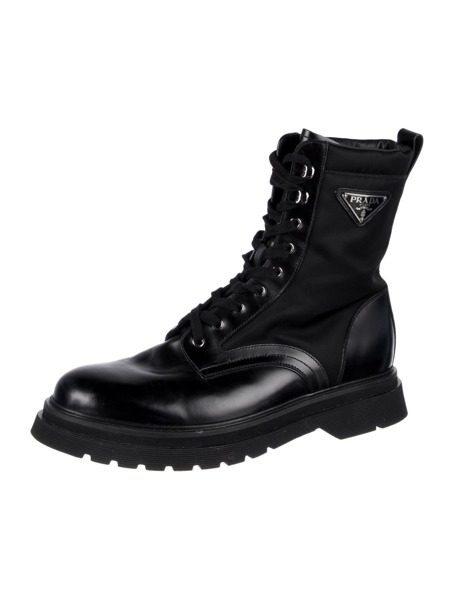 Prada Patent Leather Combat Boots - Black Boots, Shoes - PRA891164 ...