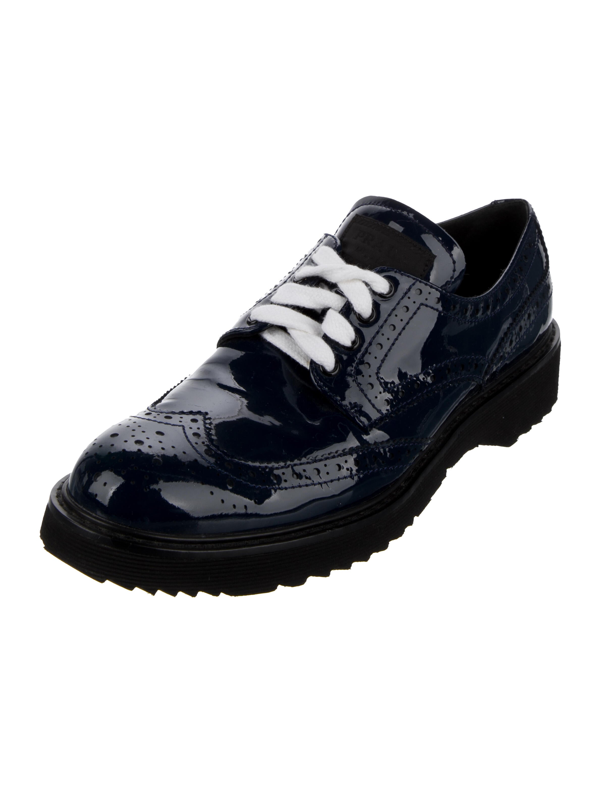 Prada Sport Patent Leather Brogues - Blue Oxfords, Shoes - PRA893887 ...