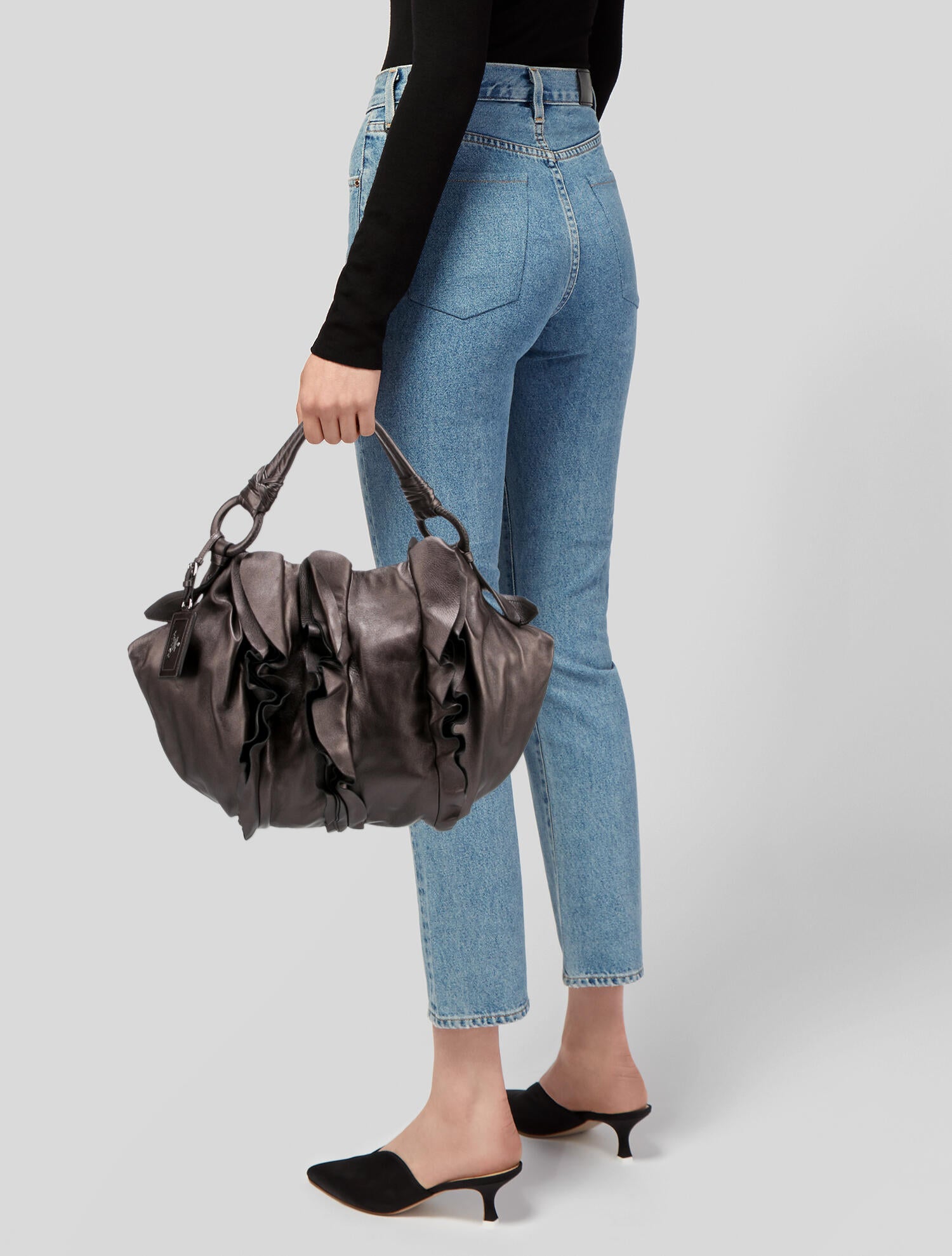 Prada Nappa Leather Ruffle Shoulder Bag - Metallic Hobos, Handbags ...