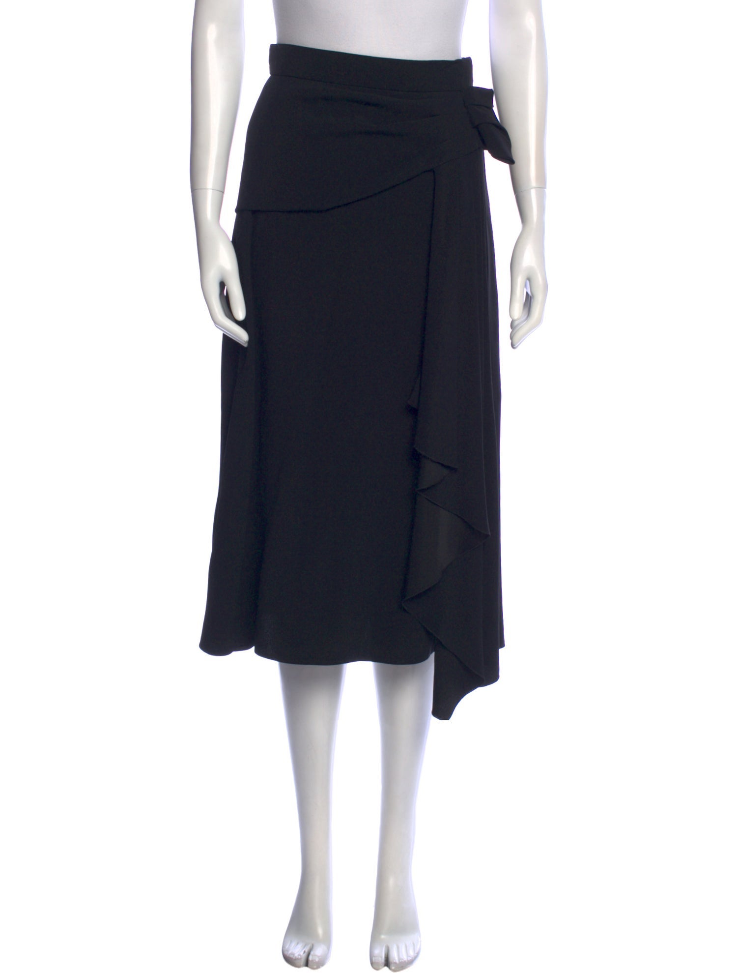 Prada Ruffle Embellishment Midi Length Skirt - Black Skirts, Clothing ...