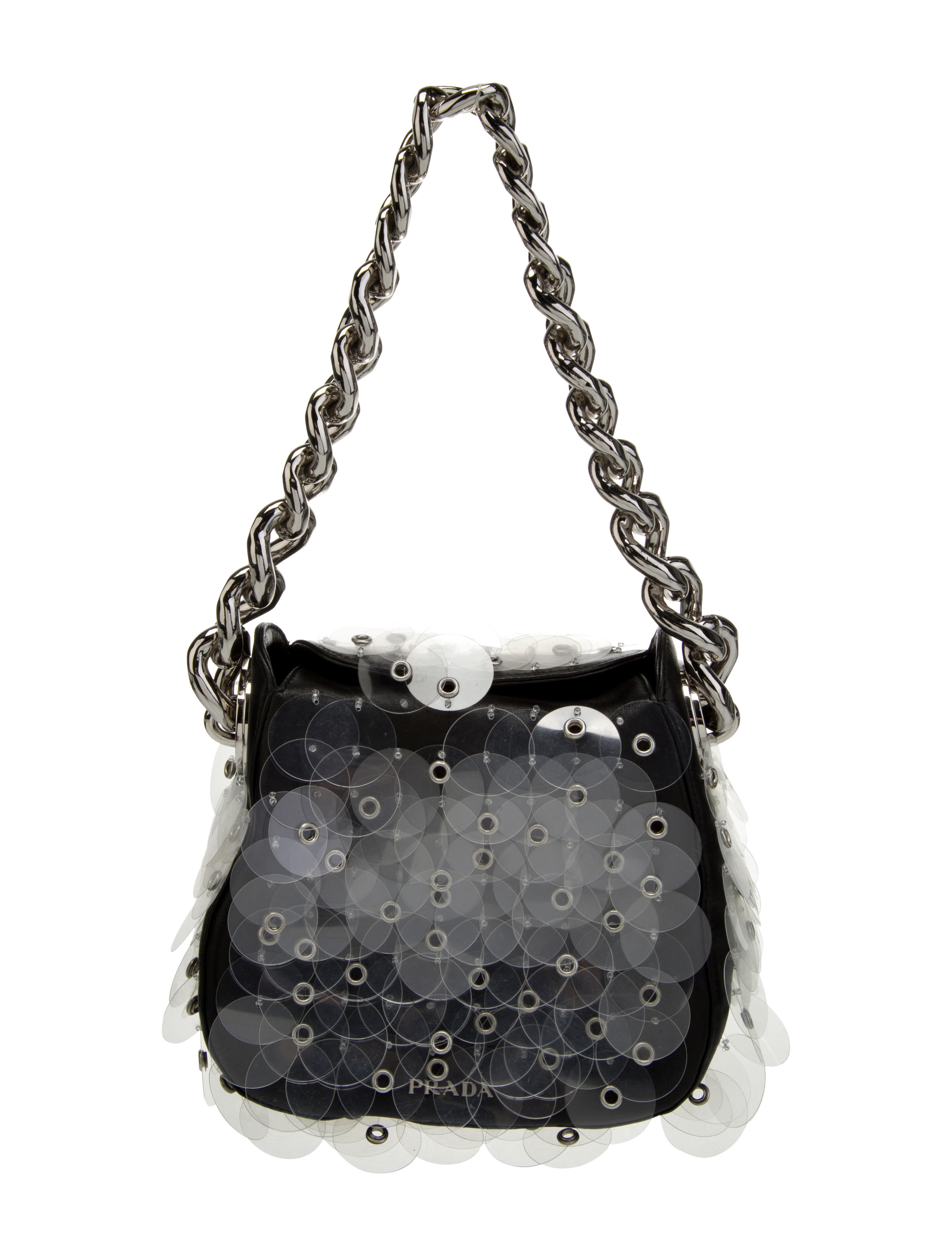 Prada Nappa Paillettes Chain Handle Bag - Black Handle Bags, Handbags ...
