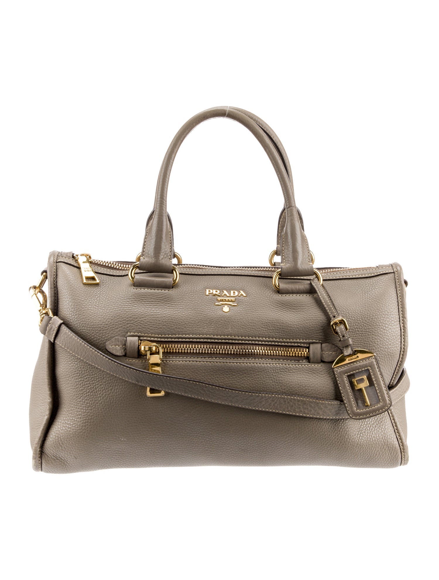 Prada Vitello Daino Handle Bag - Grey Handle Bags, Handbags - PRA900538 ...