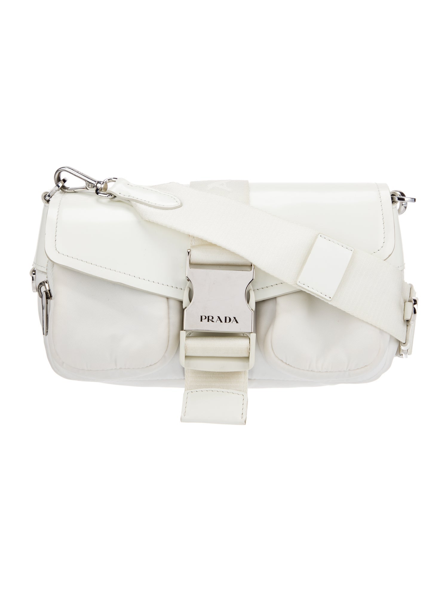 Prada Re-Nylon & Spazzolato Pocket Crossbody Bag - White Crossbody Bags ...