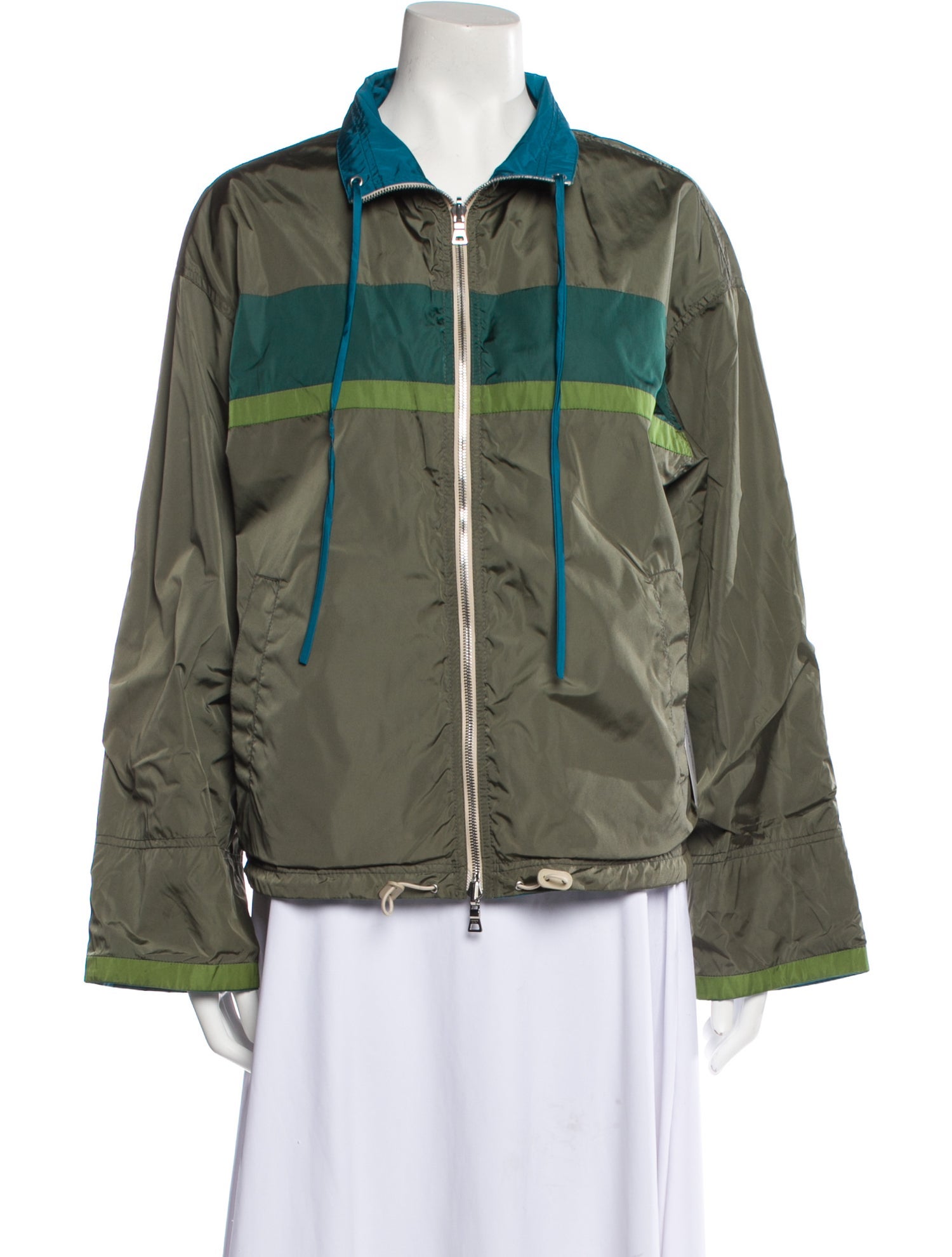 Prada Colorblock Pattern Utility Jacket - Green Jackets, Clothing ...