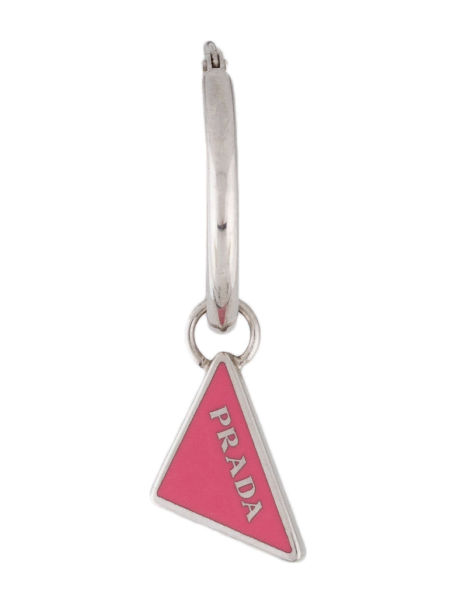 Prada Enamel Symbole Pendant Single Right Hoop Earring - Pink, Sterling ...