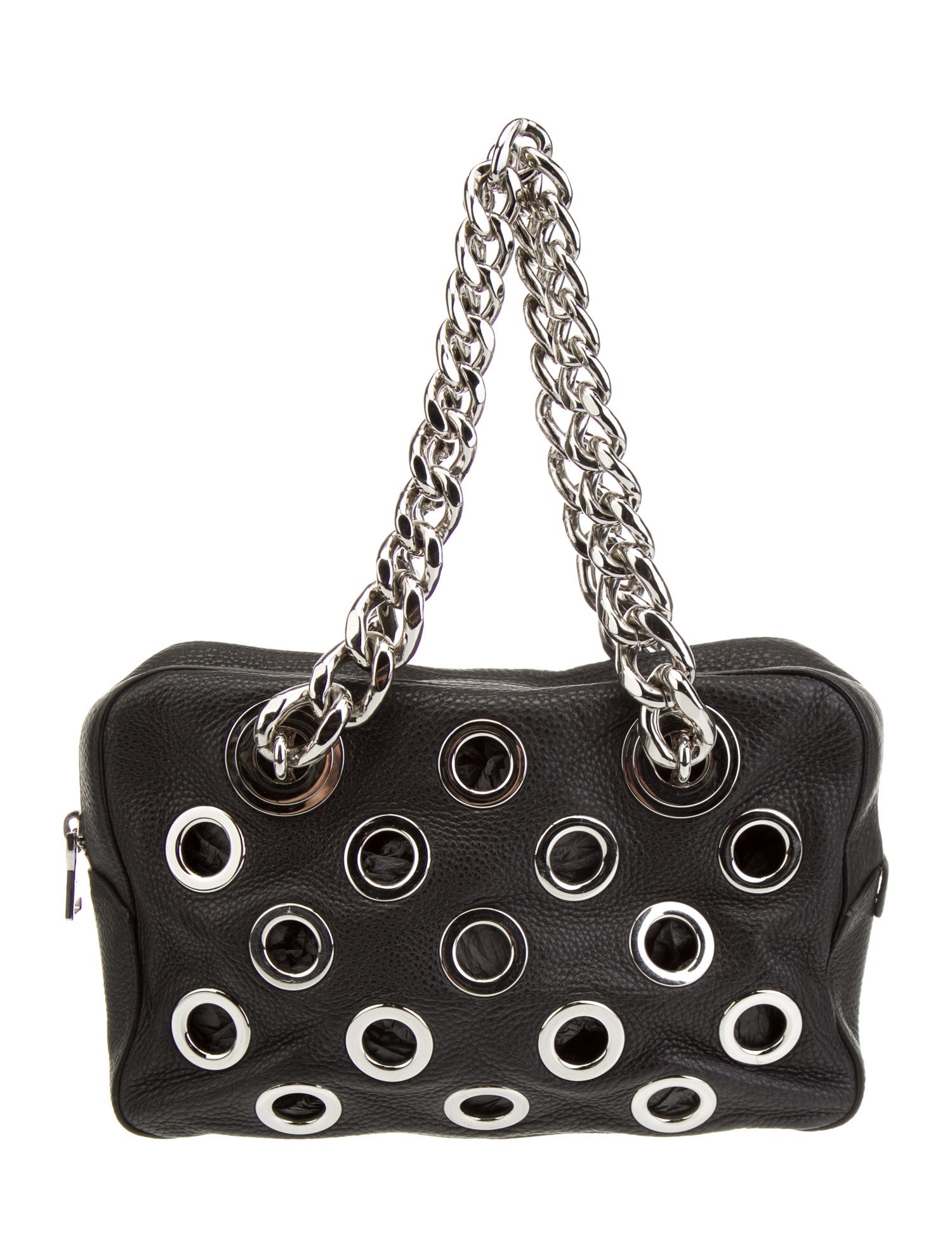 Prada Vitello Daino Grommet Bag - Black Shoulder Bags, Handbags ...