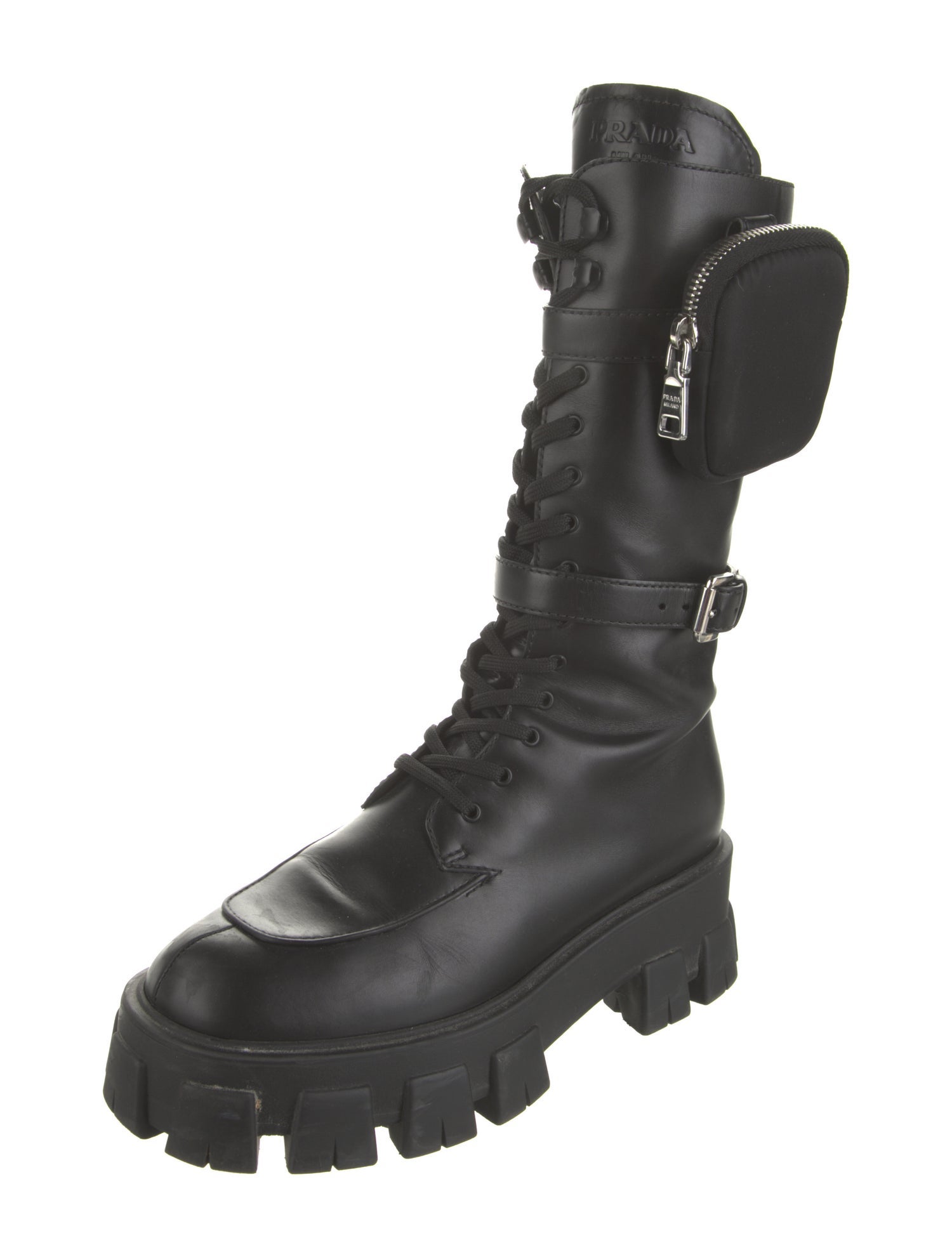 Prada Leather Combat Boots - Black Boots, Shoes - PRA907338 | The RealReal