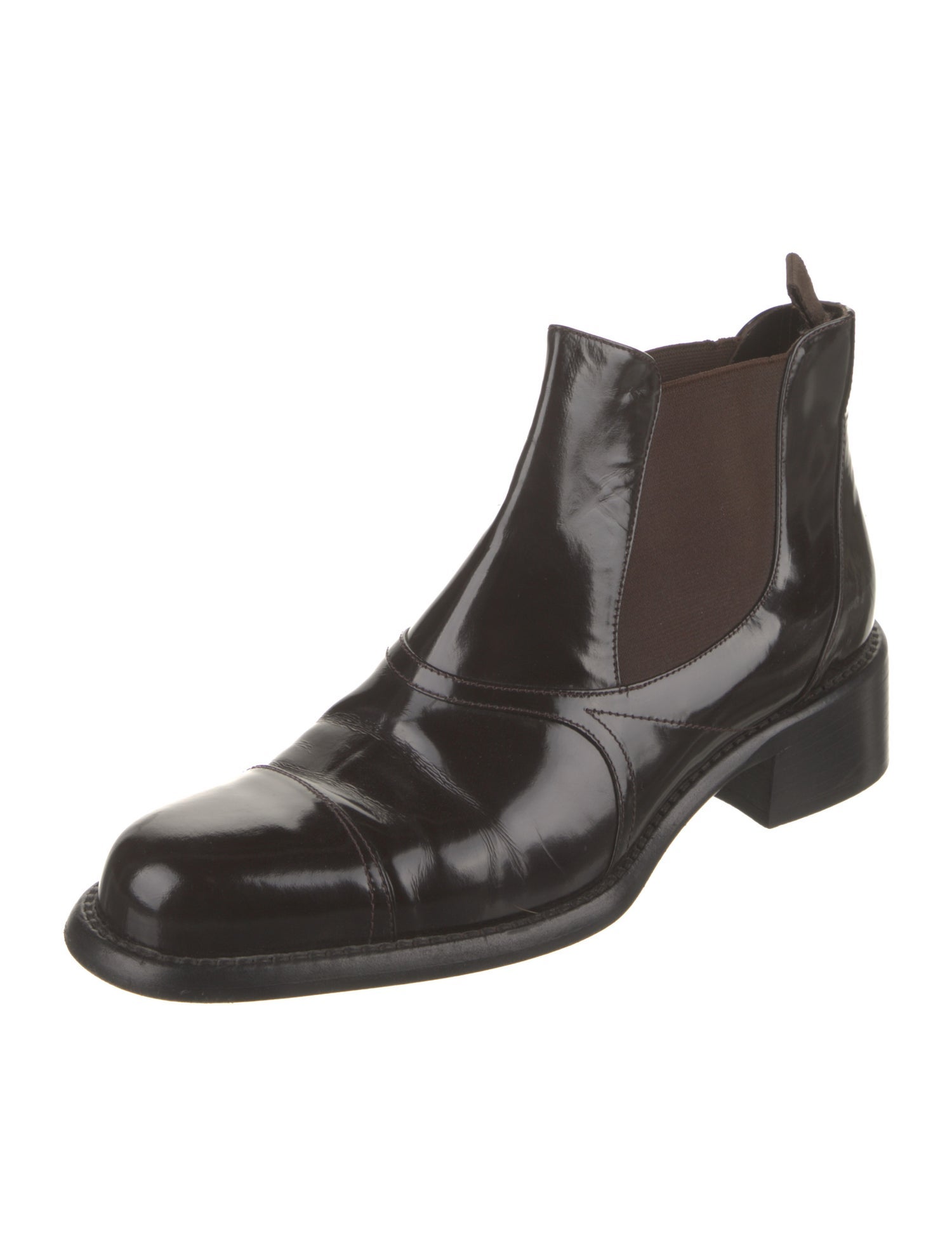 Prada Patent Leather Chelsea Boots - Brown Boots, Shoes - PRA912435 ...