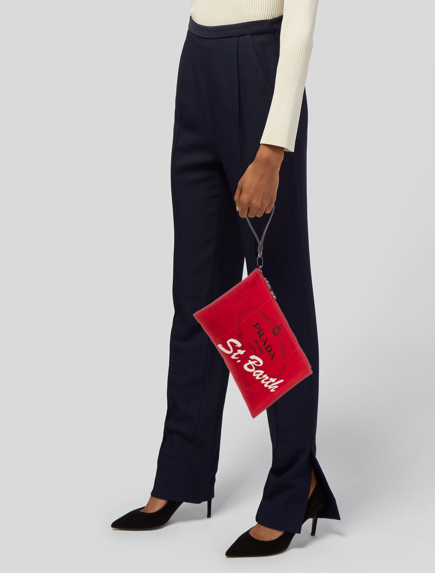 Prada St. Barth Canapa Logo Pouch - Red Portfolios & Pouches, Bags ...