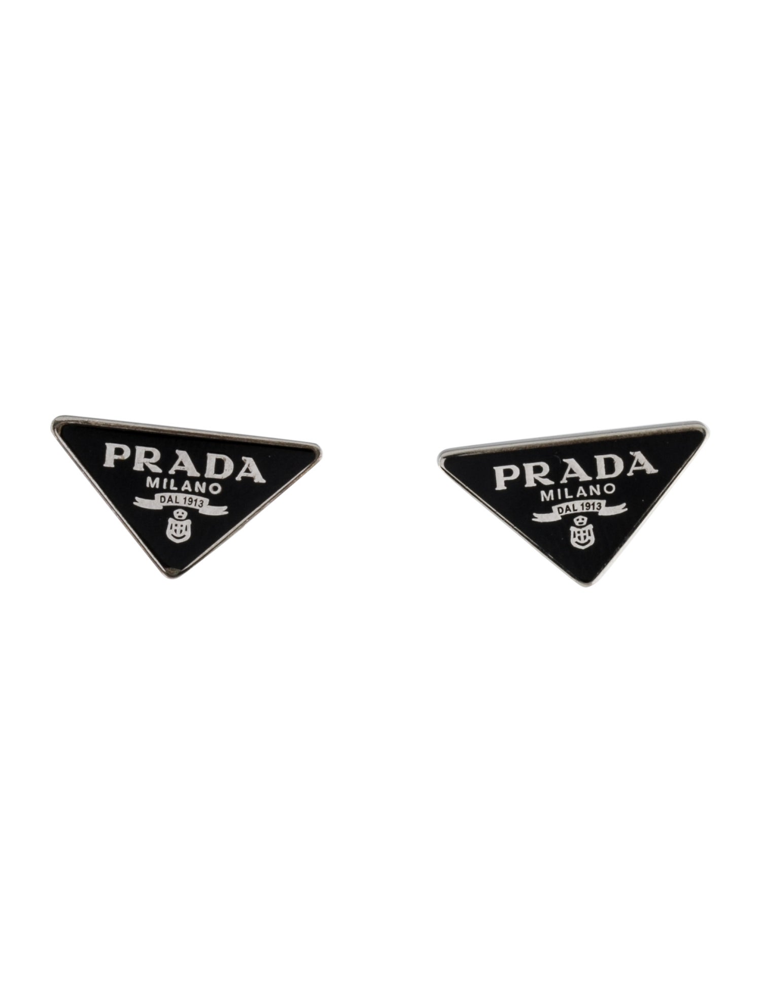 Prada Enamel Symbole Stud Earrings - Black, Sterling Silver Stud ...