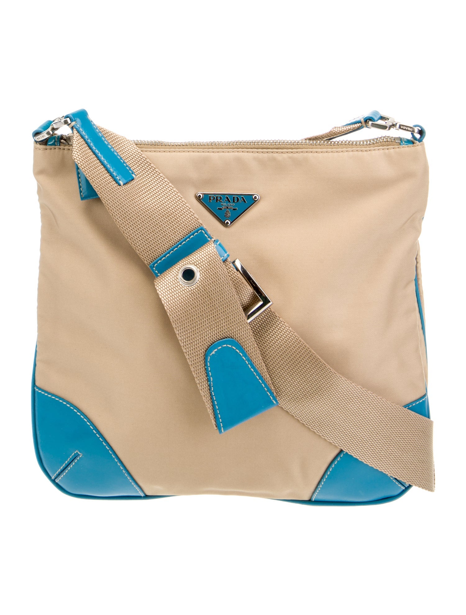 Prada Vitello-Trimmed Tessuto Crossbody Bag - Neutrals Crossbody Bags ...