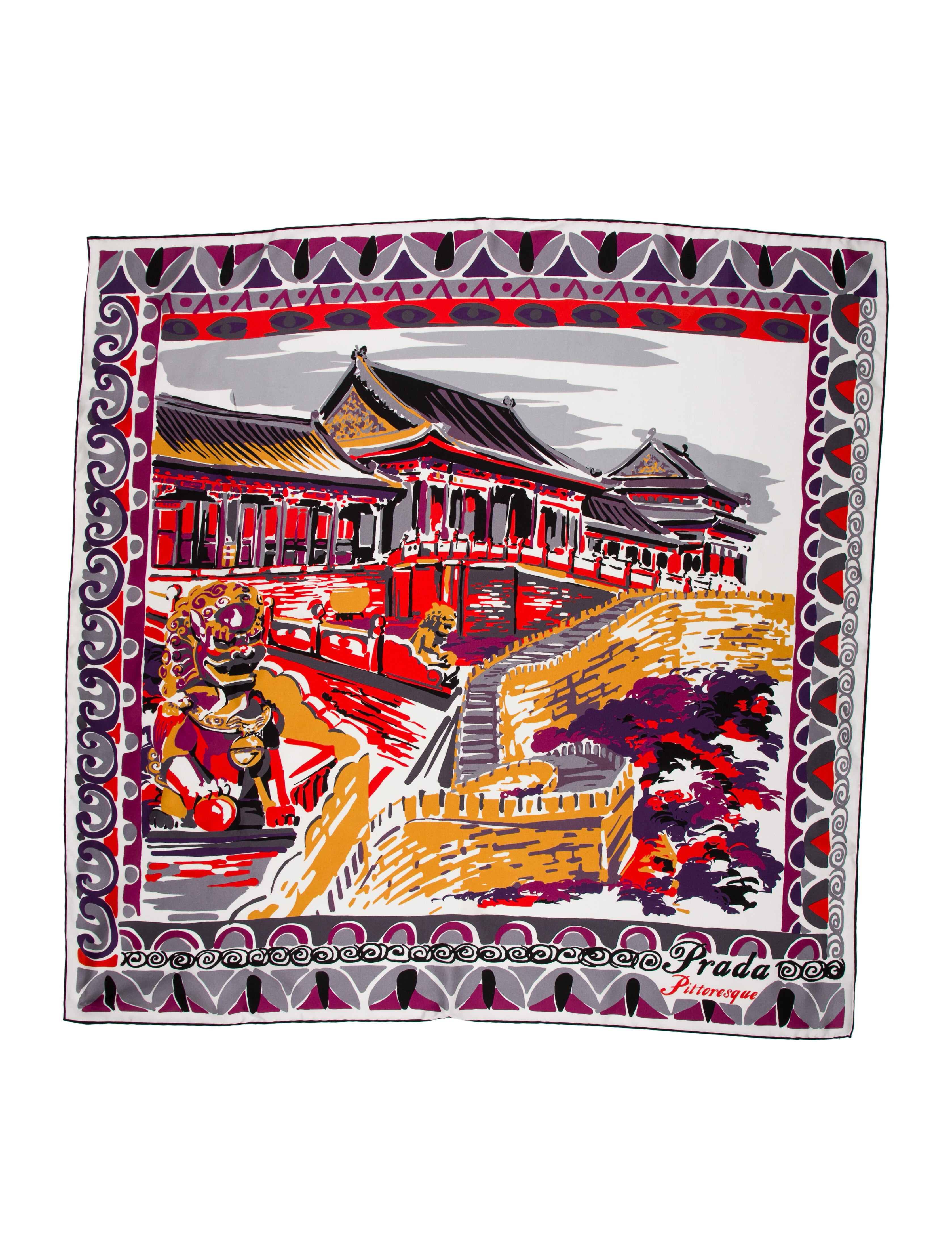 Prada Silk Printed Scarf - White Scarves and Shawls, Accessories ...