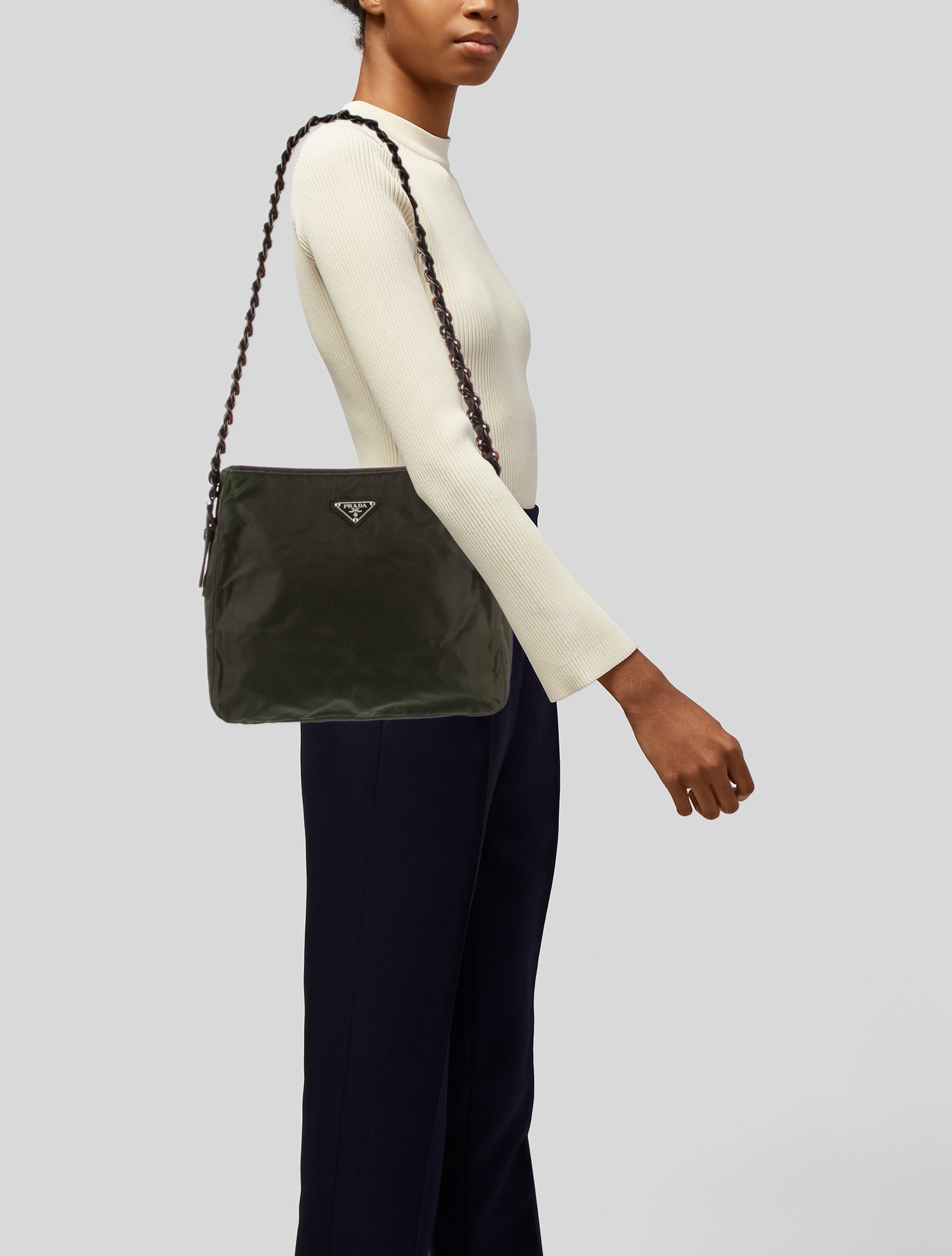 Prada Tessuto Bacheli Shoulder Bag - Green Shoulder Bags, Handbags ...