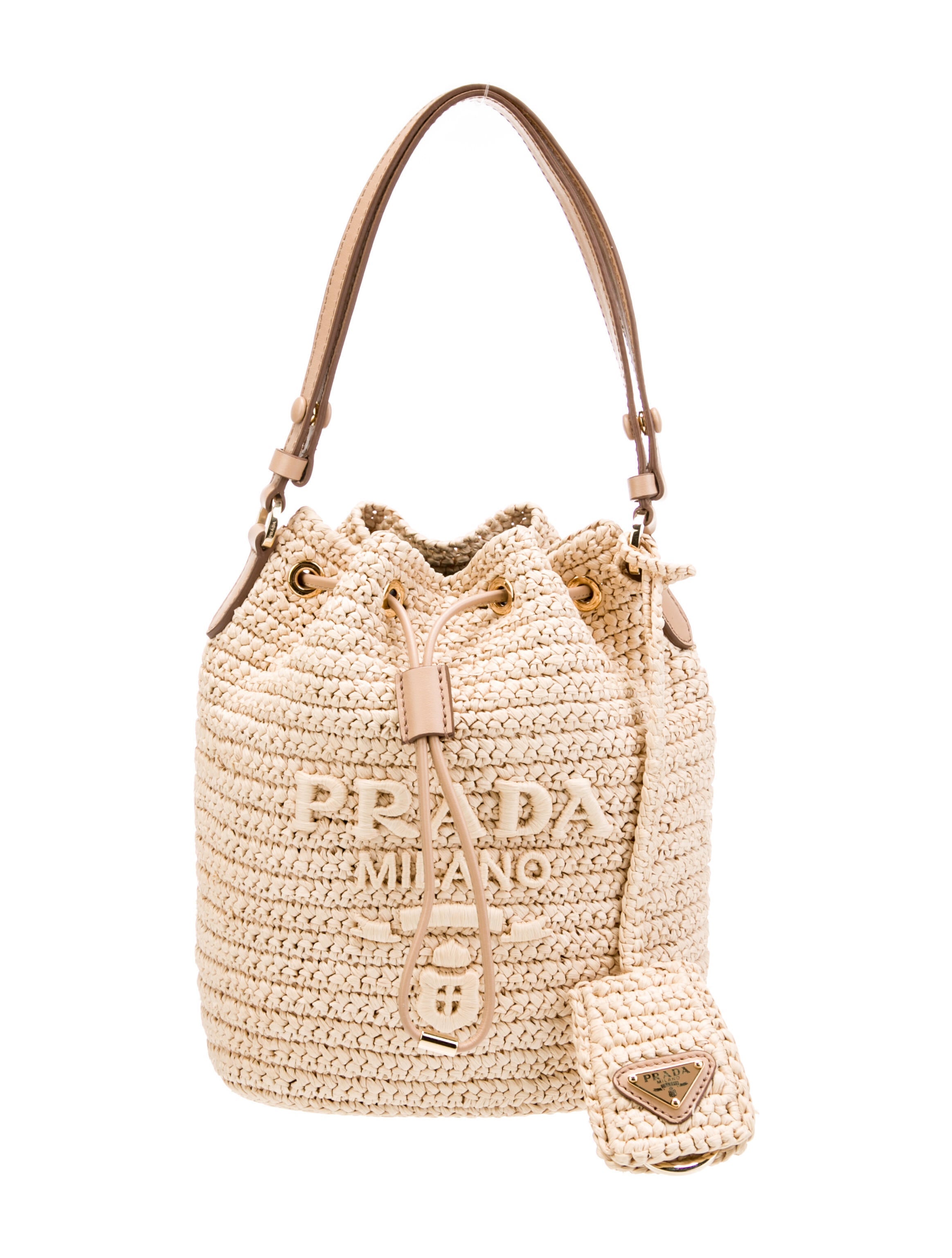 Prada Raffia Bucket Bag - Neutrals Handle Bags, Handbags - PRA919865 ...