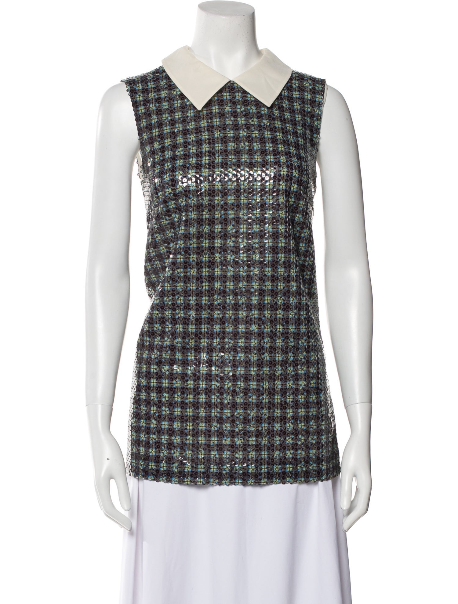 Prada Printed V-Neck Top - Grey Tops, Clothing - PRA920276 | The RealReal