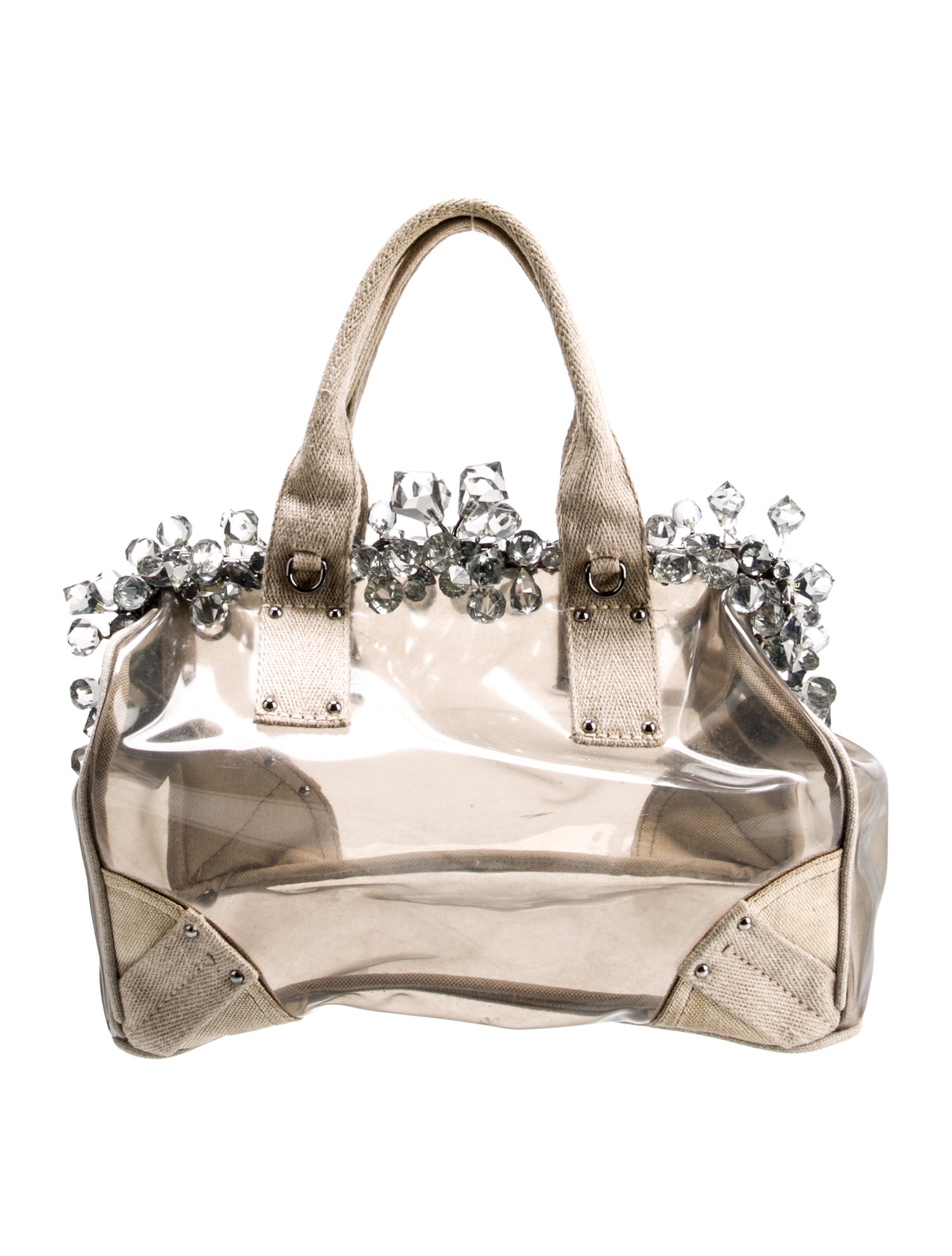 Prada Plex & Canapa Mistolino Frame Bag w/ Pouch - Clear Handle Bags ...