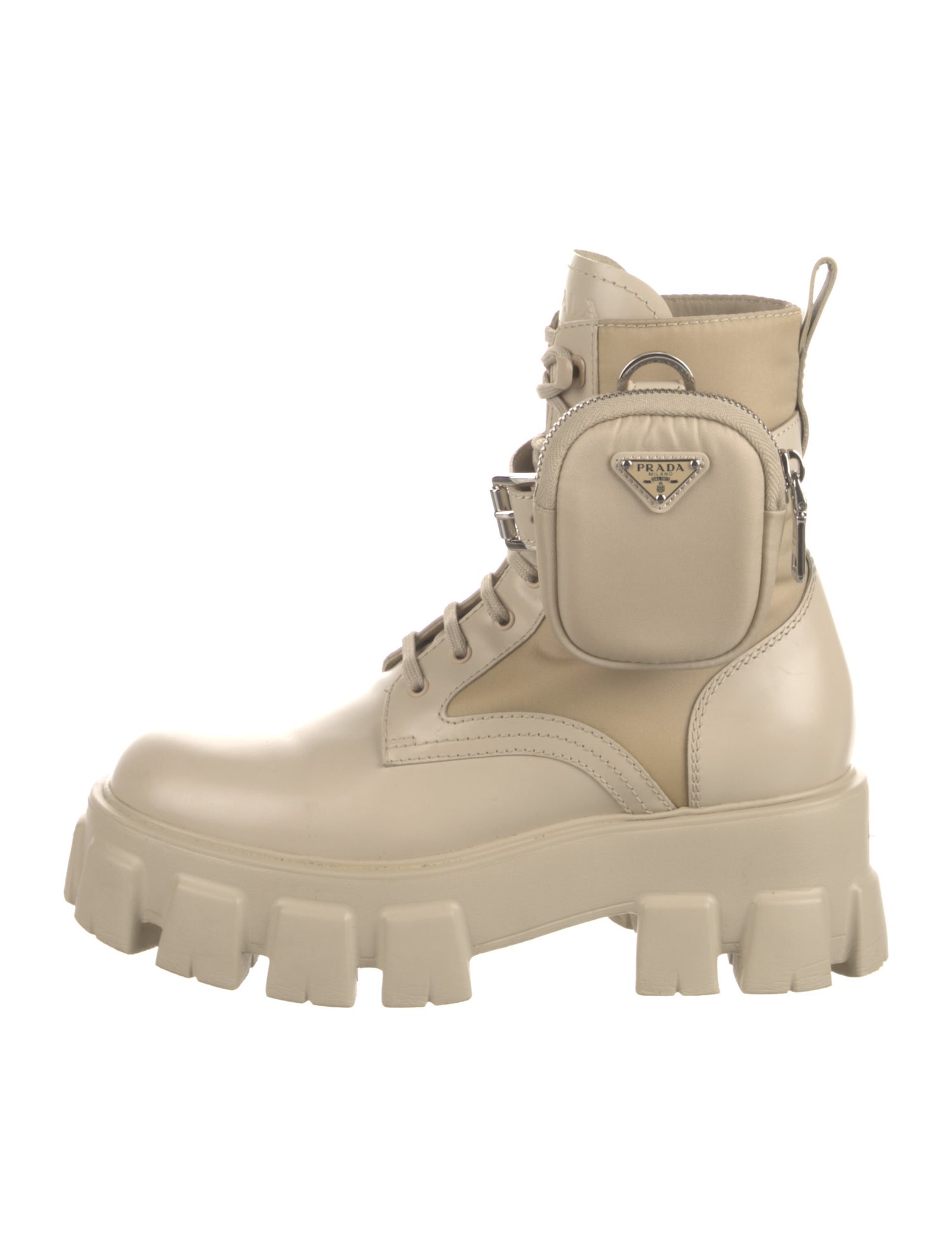 Prada Leather Combat Boots - White Boots, Shoes - PRA921088 | The RealReal