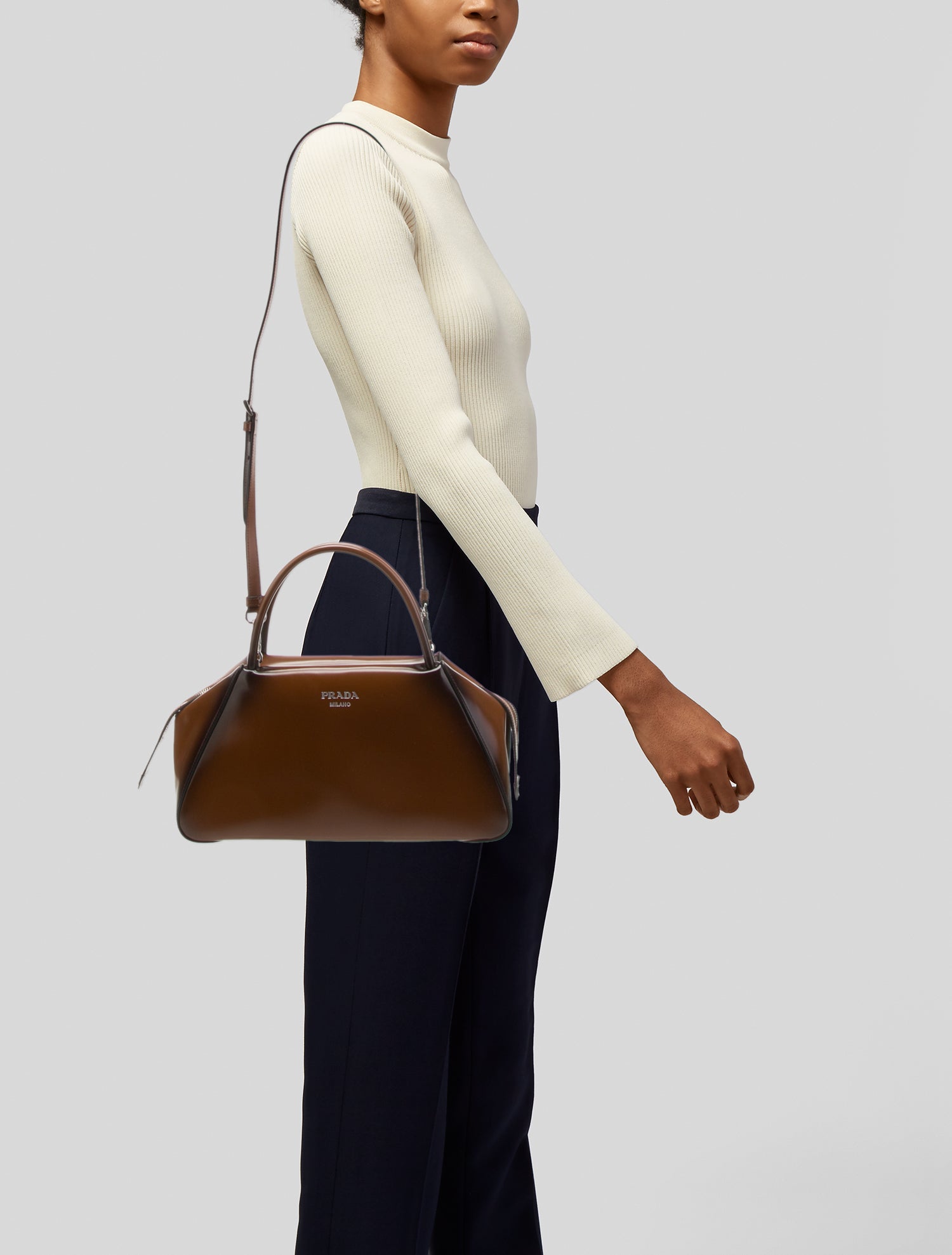 Prada Airbrushed Medium Spazzolato Supernova Bag w/ Tags - Brown Handle ...