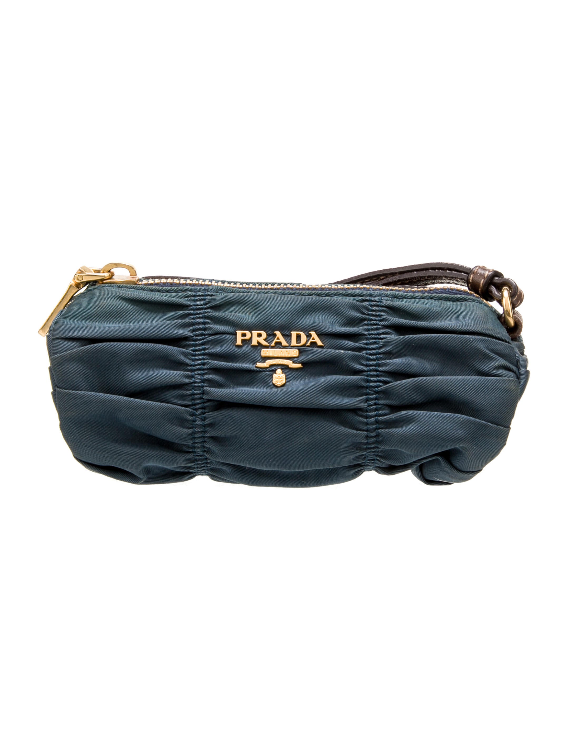 Prada Mini Tessuto Gaufre Wristlet - Blue Clutches, Handbags ...