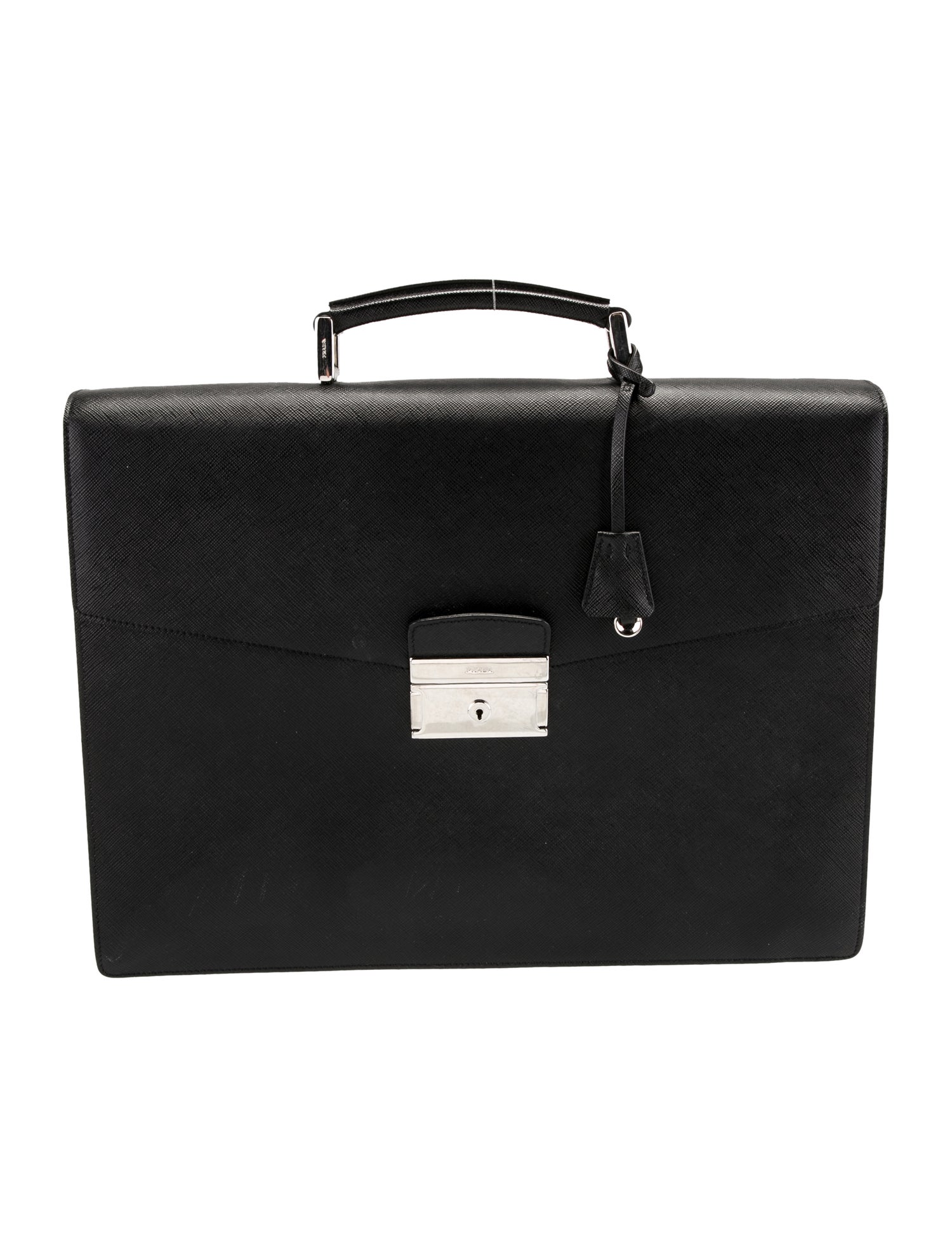 Prada Saffiano Push-Lock Briefcase - Brown Briefcases, Bags - PRA939271 ...