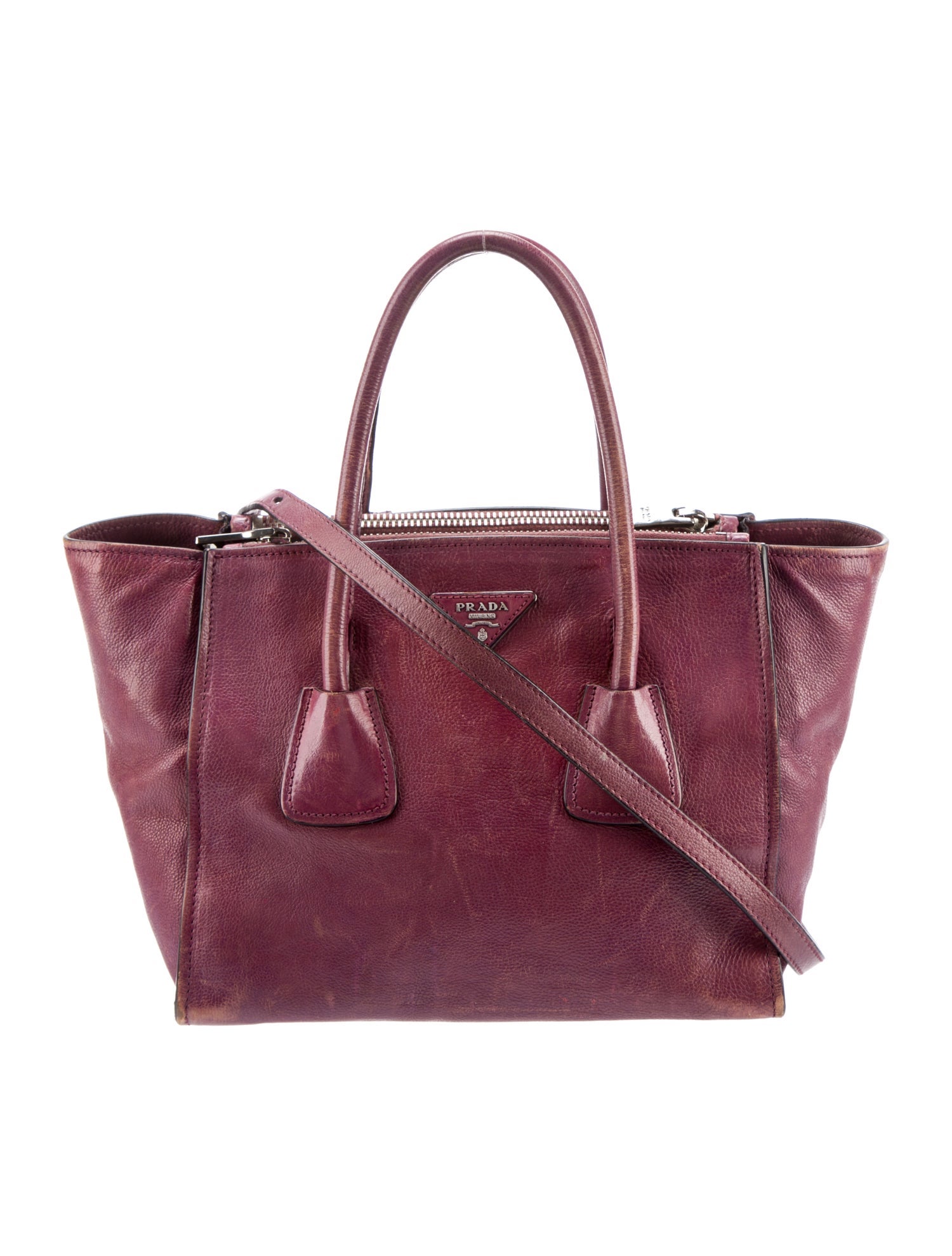 Prada Vitello Daino Double Zip Tote - Purple Totes, Handbags ...