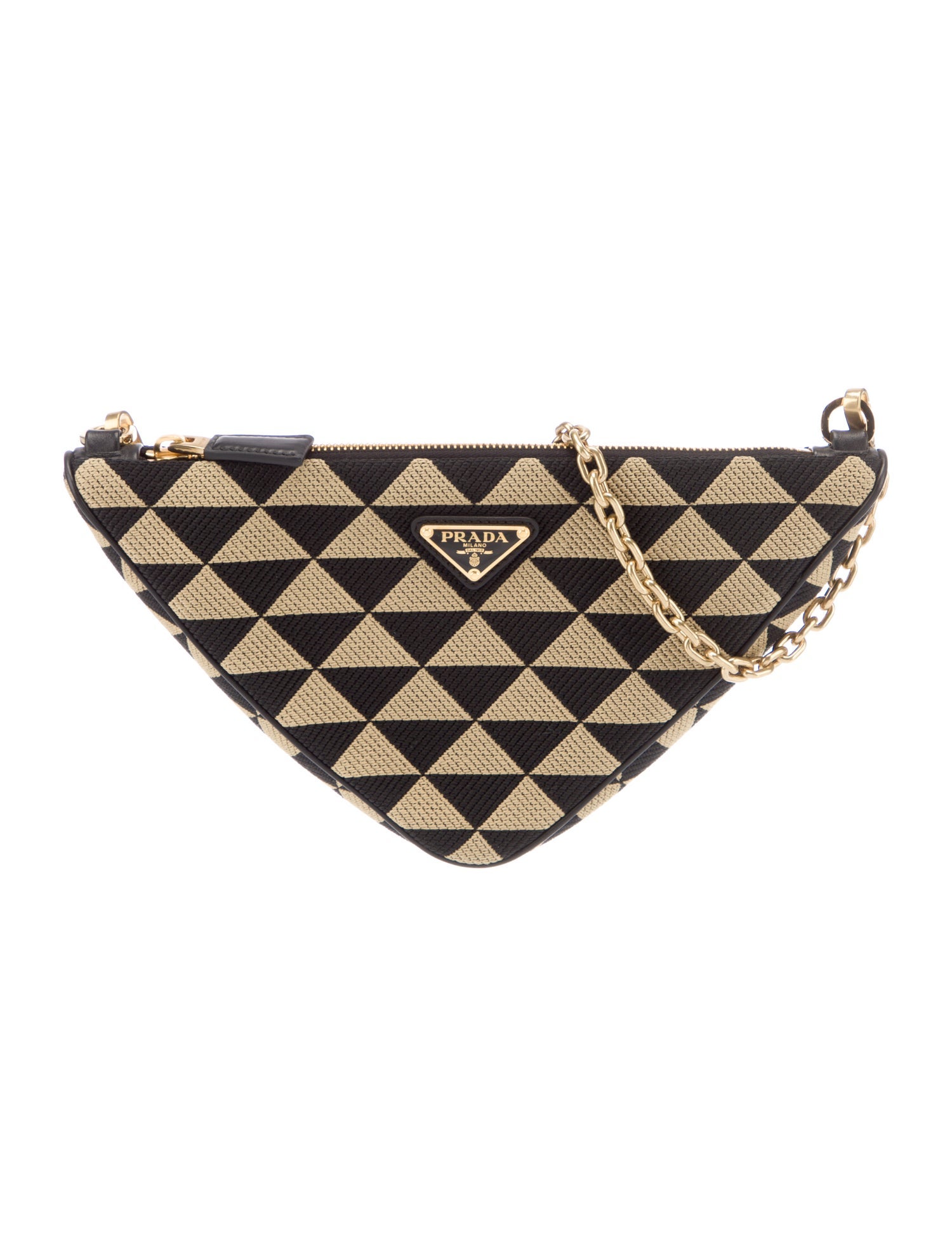 Prada Triangolo Jacquard Symbole Triangle Bag - Neutrals Shoulder Bags ...