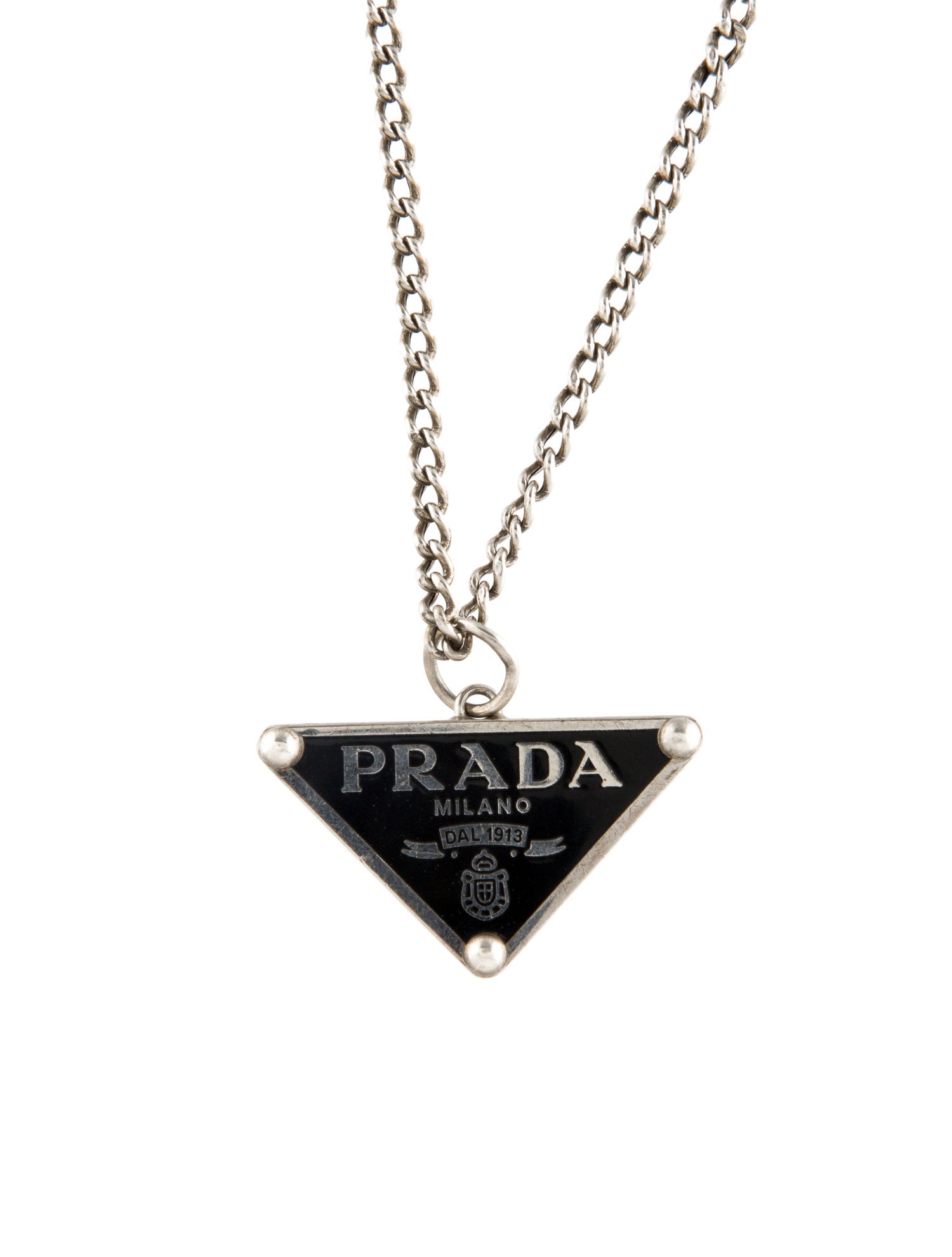 Prada Symbole Pendant Necklace - Sterling Silver Pendant Necklace ...