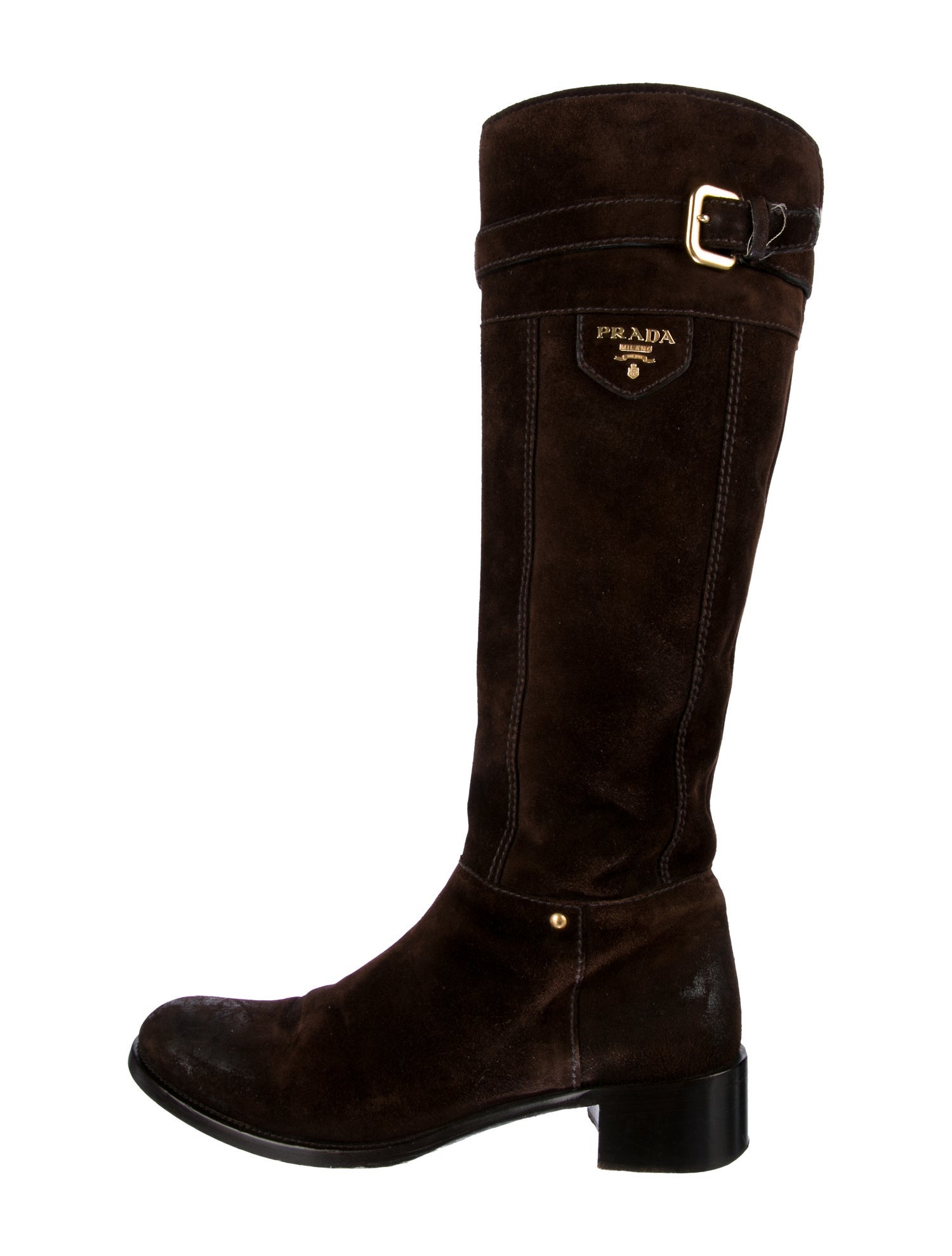 Prada Suede Riding Boots - Brown Boots, Shoes - PRA930858 | The RealReal